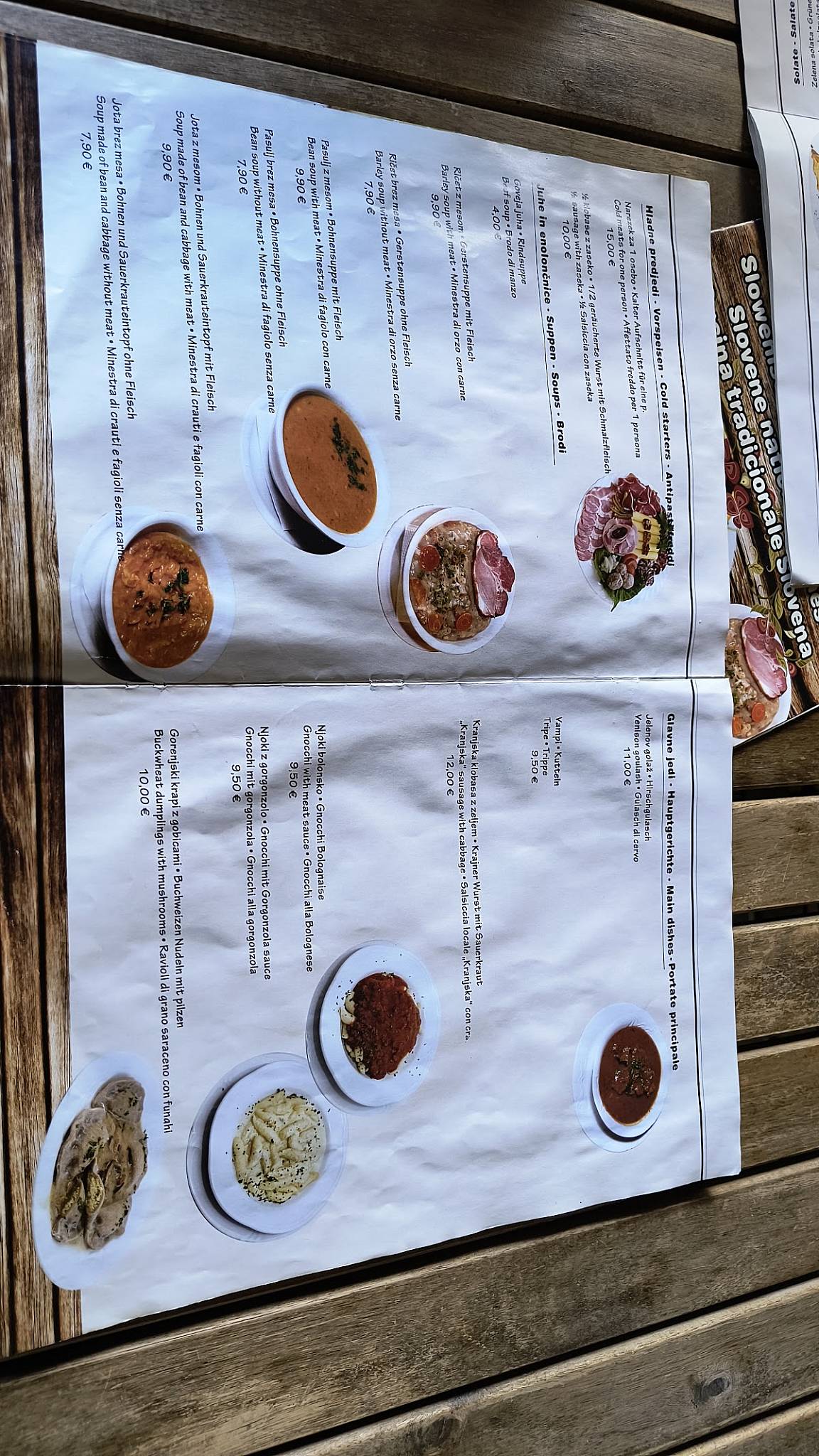 Menu da Koča na Gozdu ristorante, Kranjska Gora