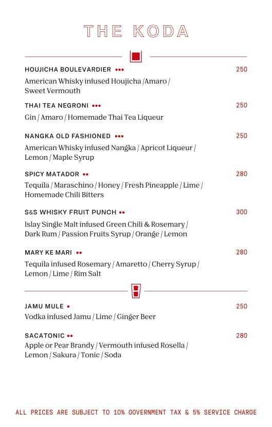 Menu at Koda pub & bar, Central Jakarta