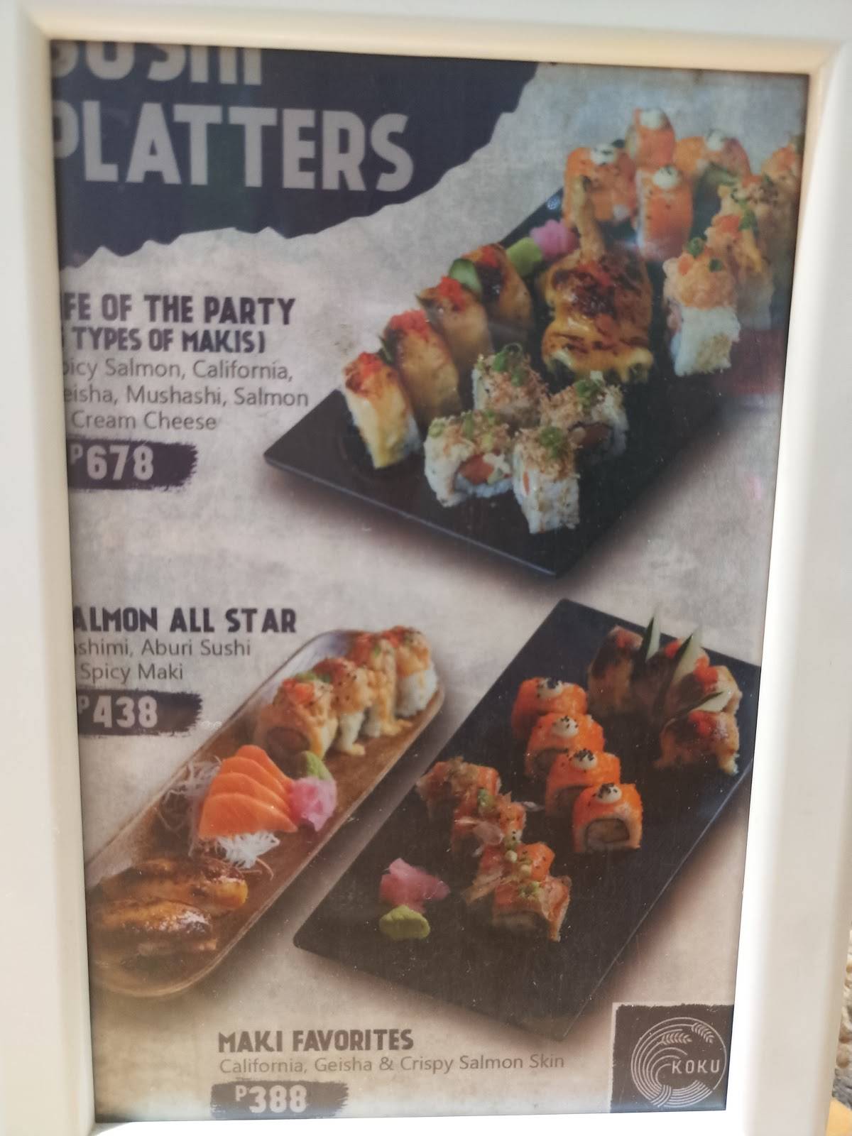Menu at Koku restaurant, Makati