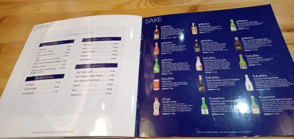 Menu at Koku restaurant, Makati