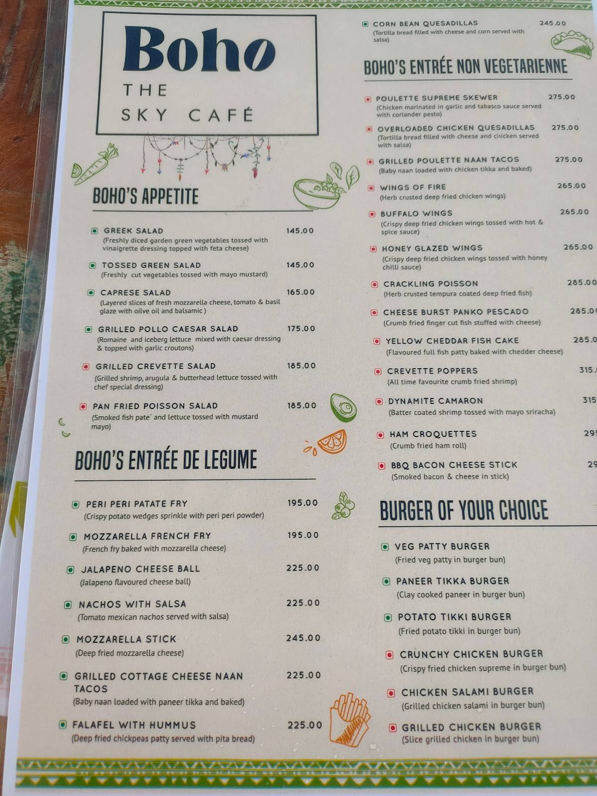 Menu at Boho The Sky Café - Garia, Kolkata