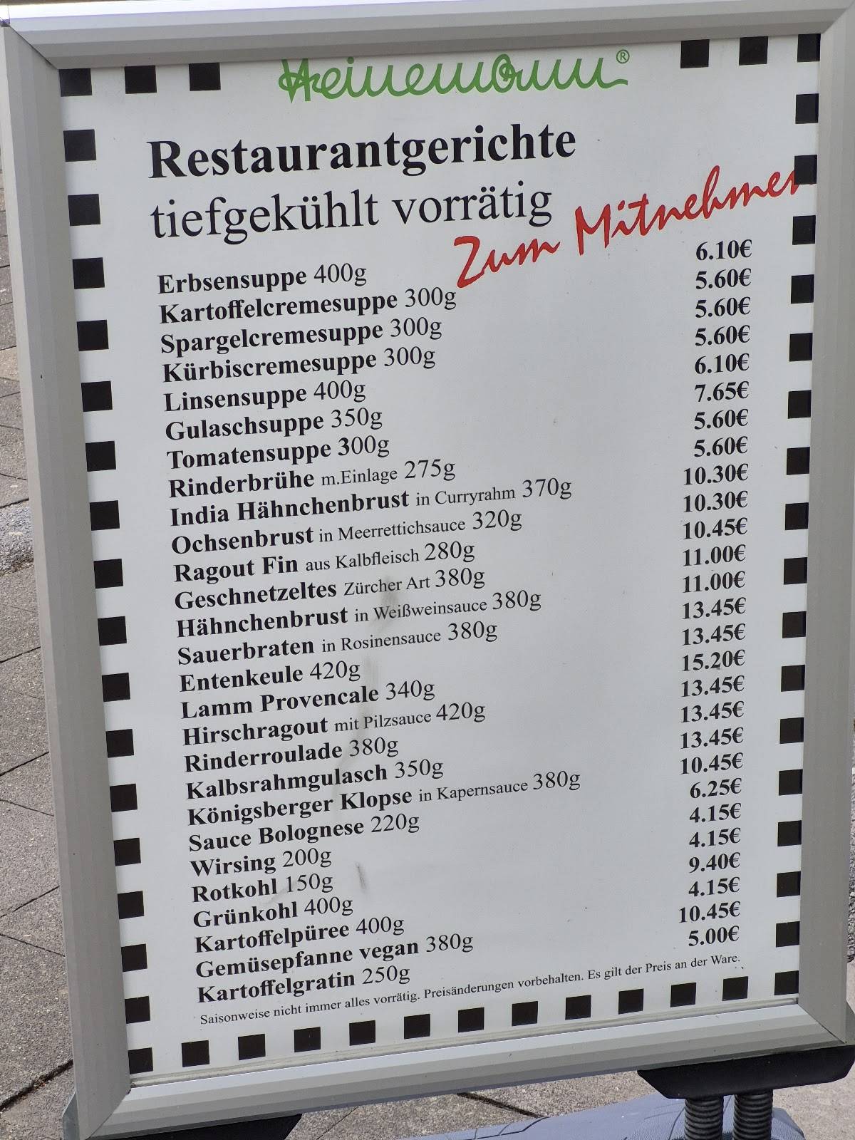 Speisekarte von Konditorei Heinemann cafe, Düsseldorf, Rethelstraße 153