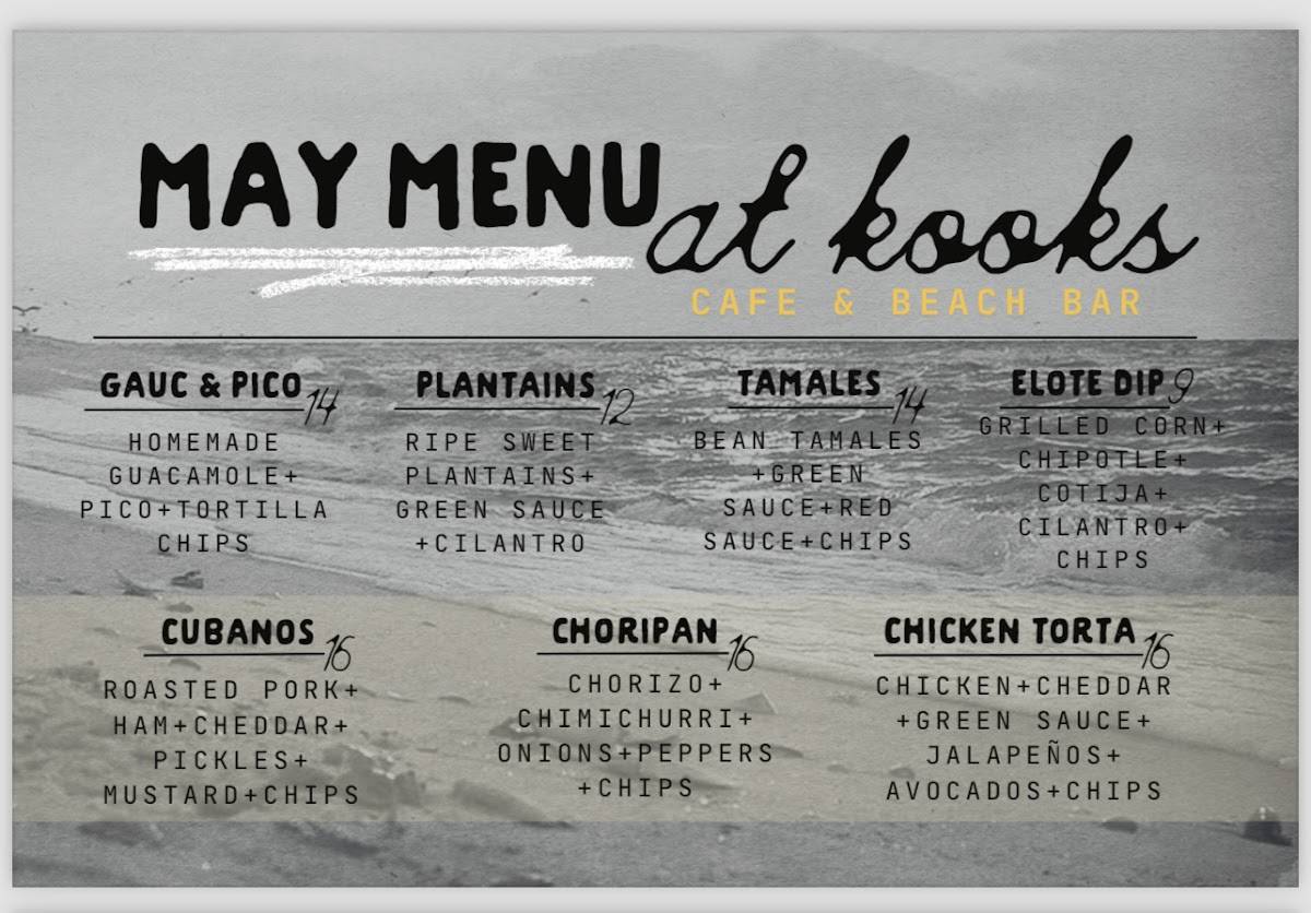 Menu at Kooks Cafe & Beach Bar, Rye