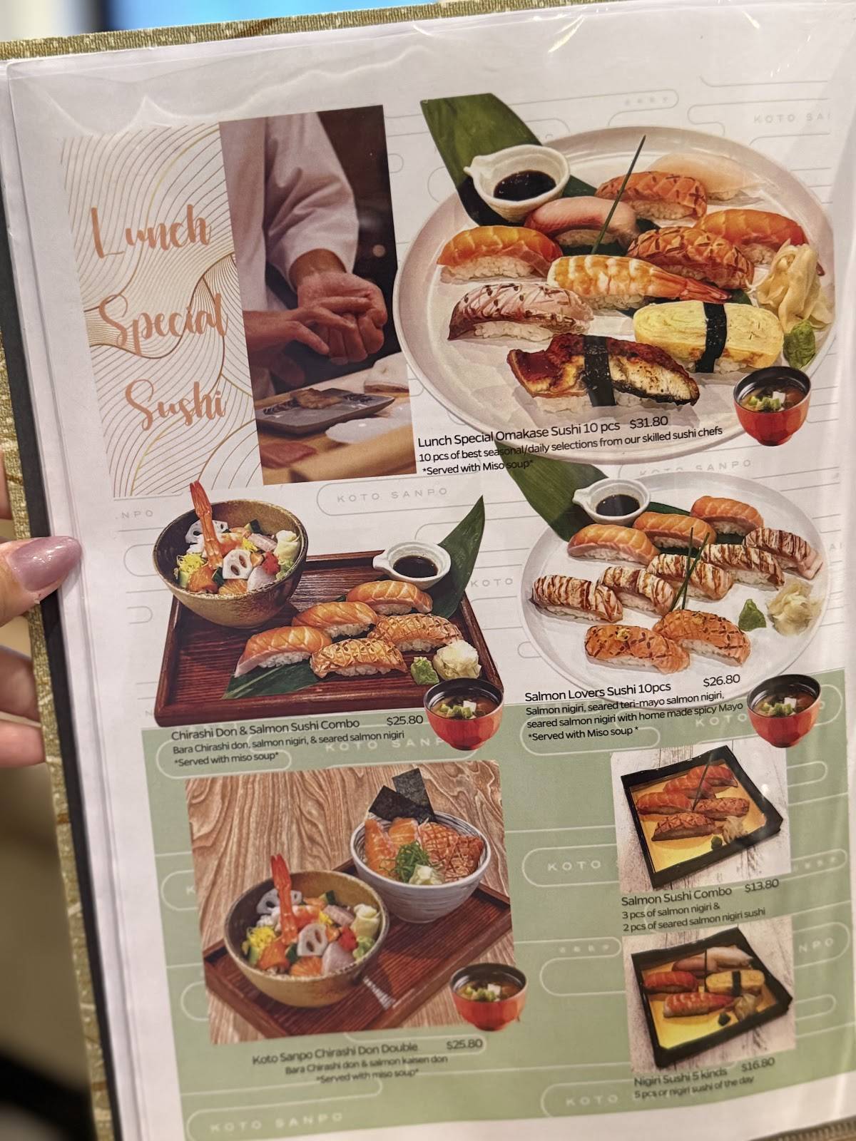 Menu at Koto Sanpo desserts, Brisbane City