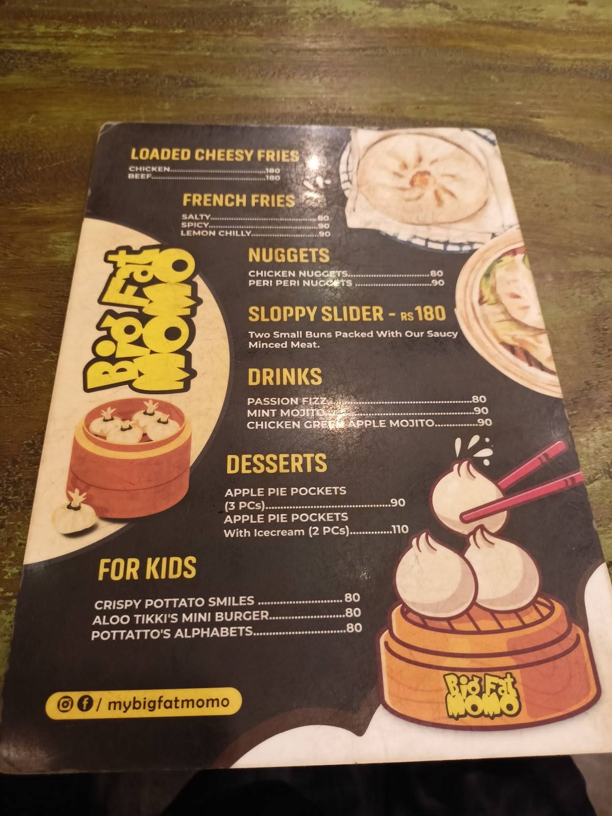 Menu at Big Fat Momo Calicut, Kozhikode