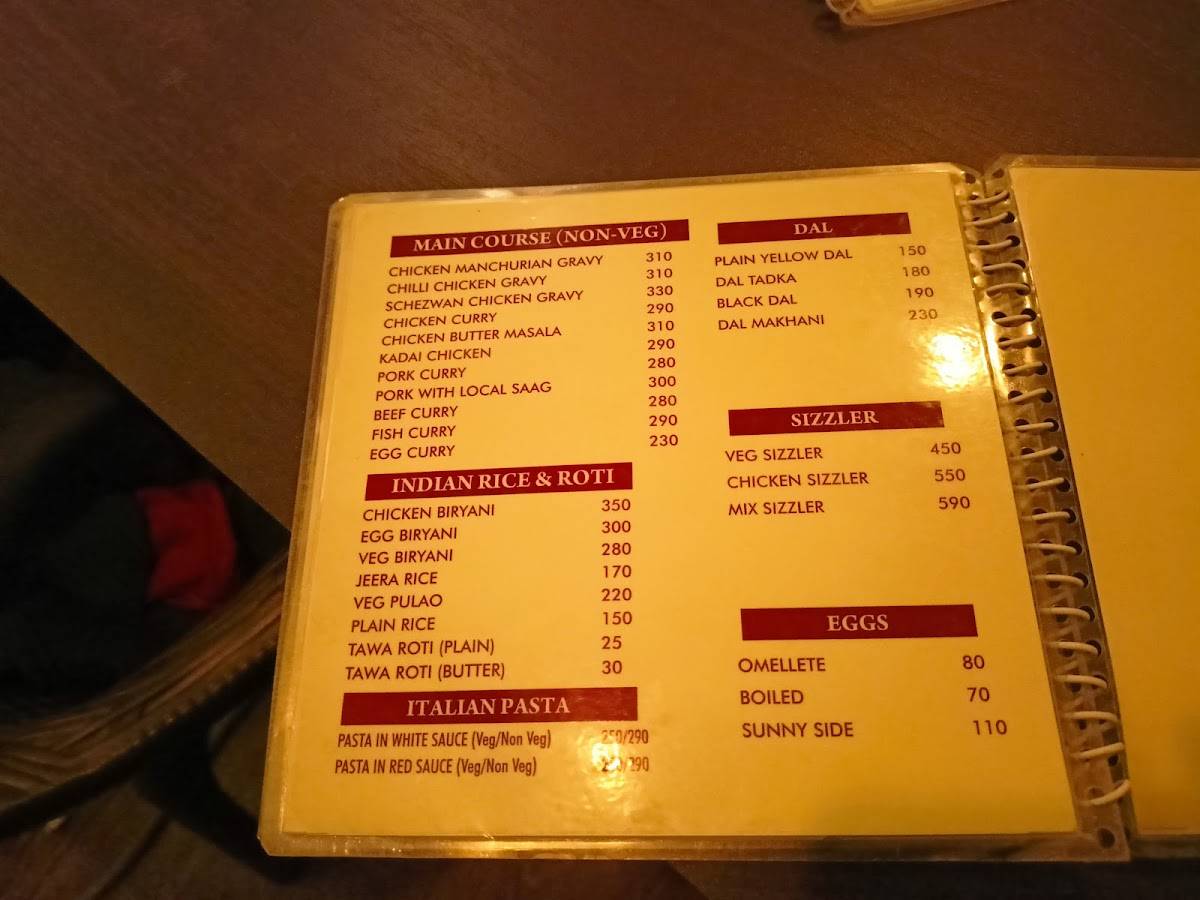 Menu at Krazy Kat Restobar, Gangtok