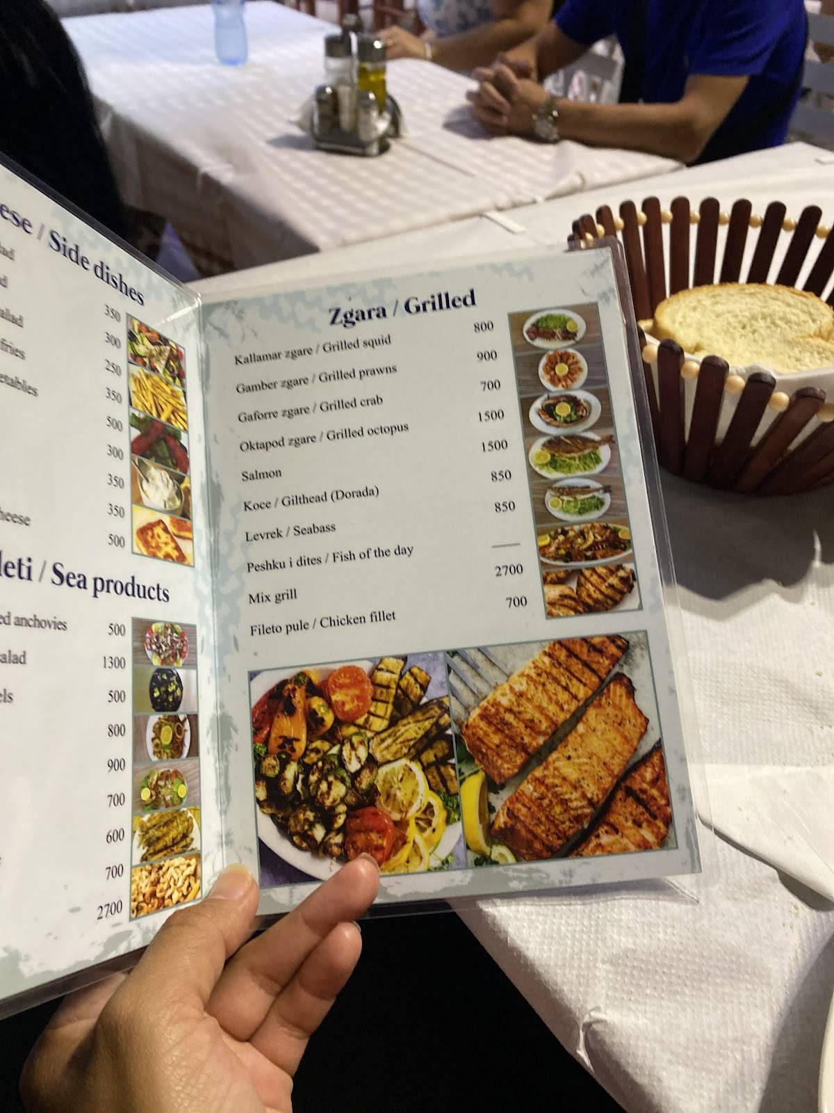 Menu at Fisherman's Grill restaurant, Ksamil