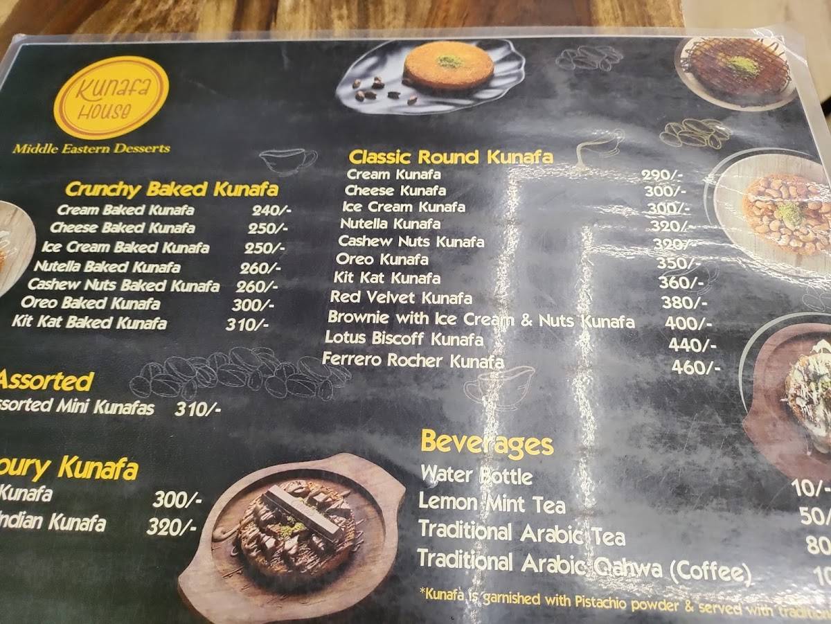 Menu at Kunafa House, Chennai, Uthamar Gandhi Rd