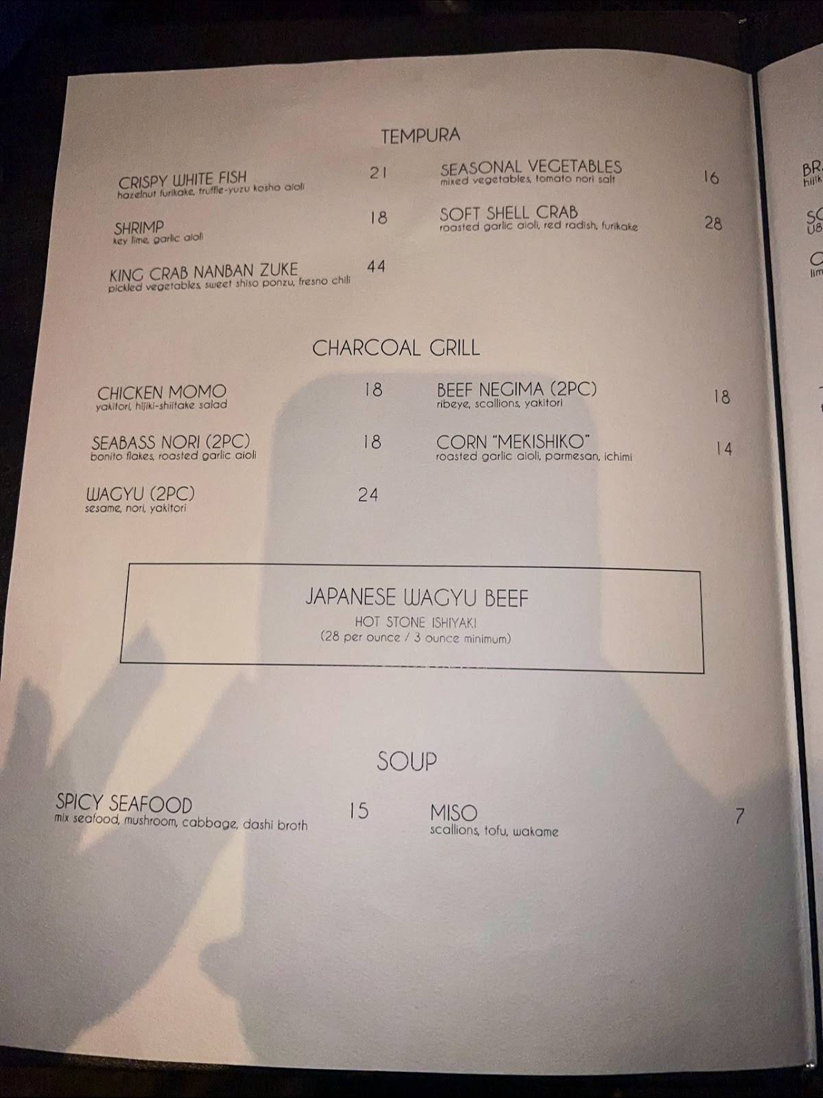 Menu at Kuro (in Seminole Hard Rock Hollywood) pub & bar, Davie