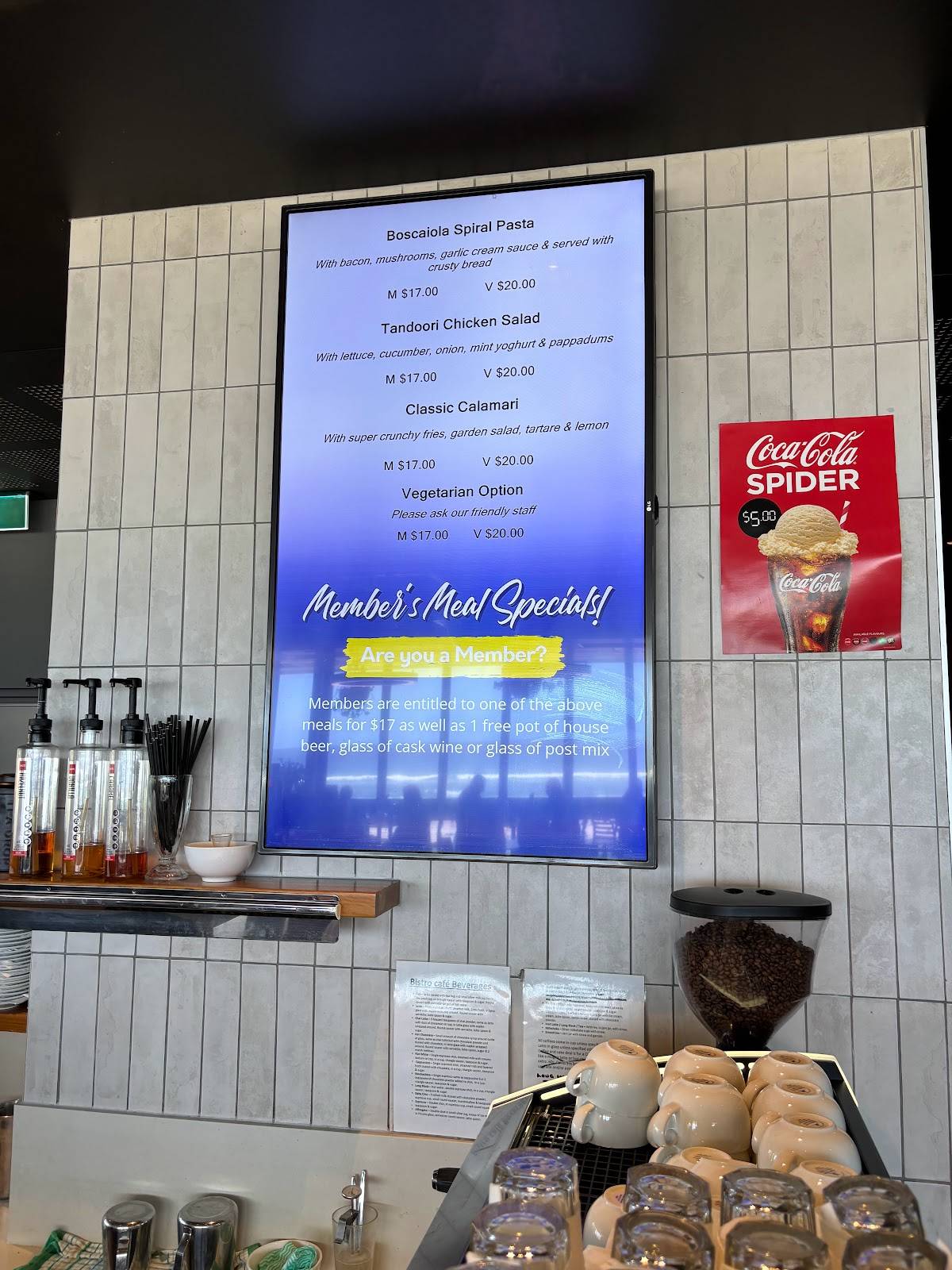 Menu at Kurrawa Surf Club, Broadbeach