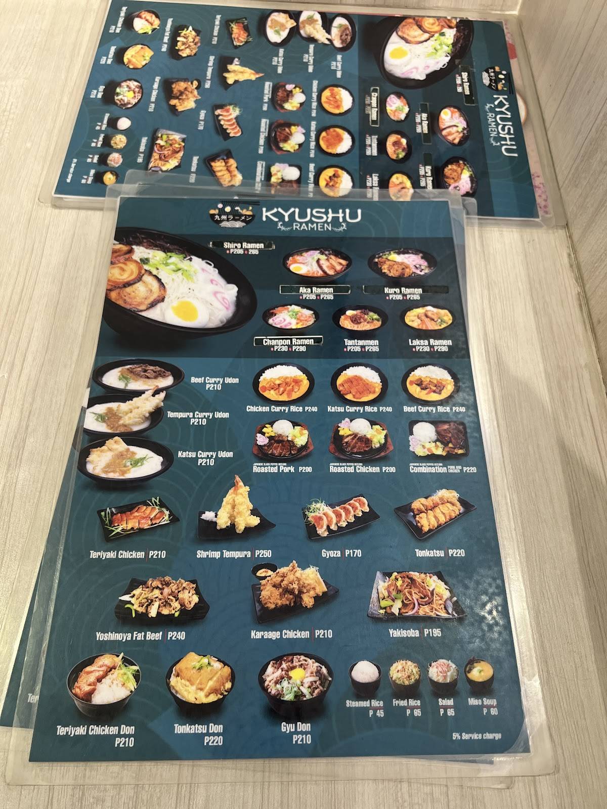 Carta del restaurante Kyushu Ramen - Banawe, Ciudad Quezon