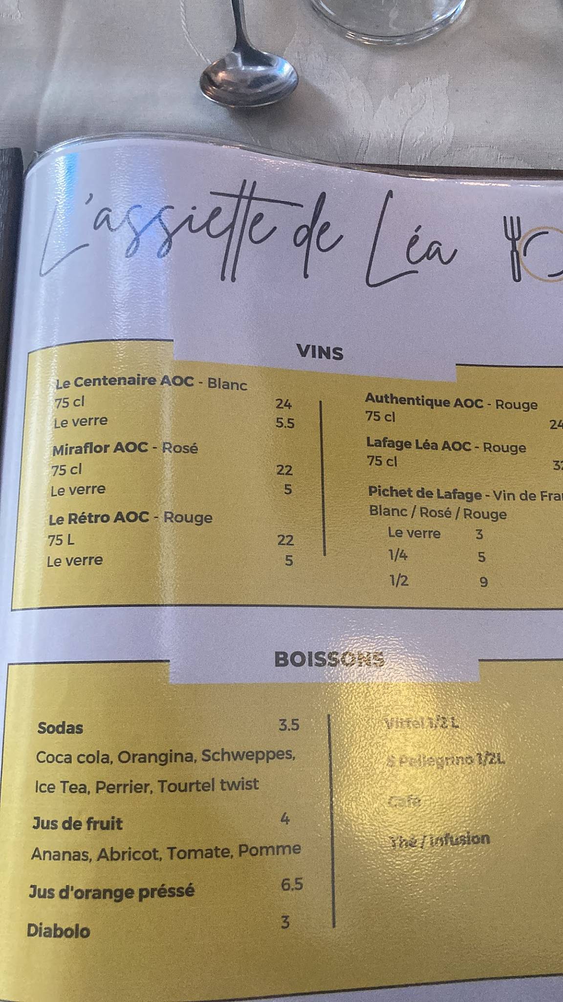 Menu au L ASSIETTE DE LEA restaurant, Le Boulou