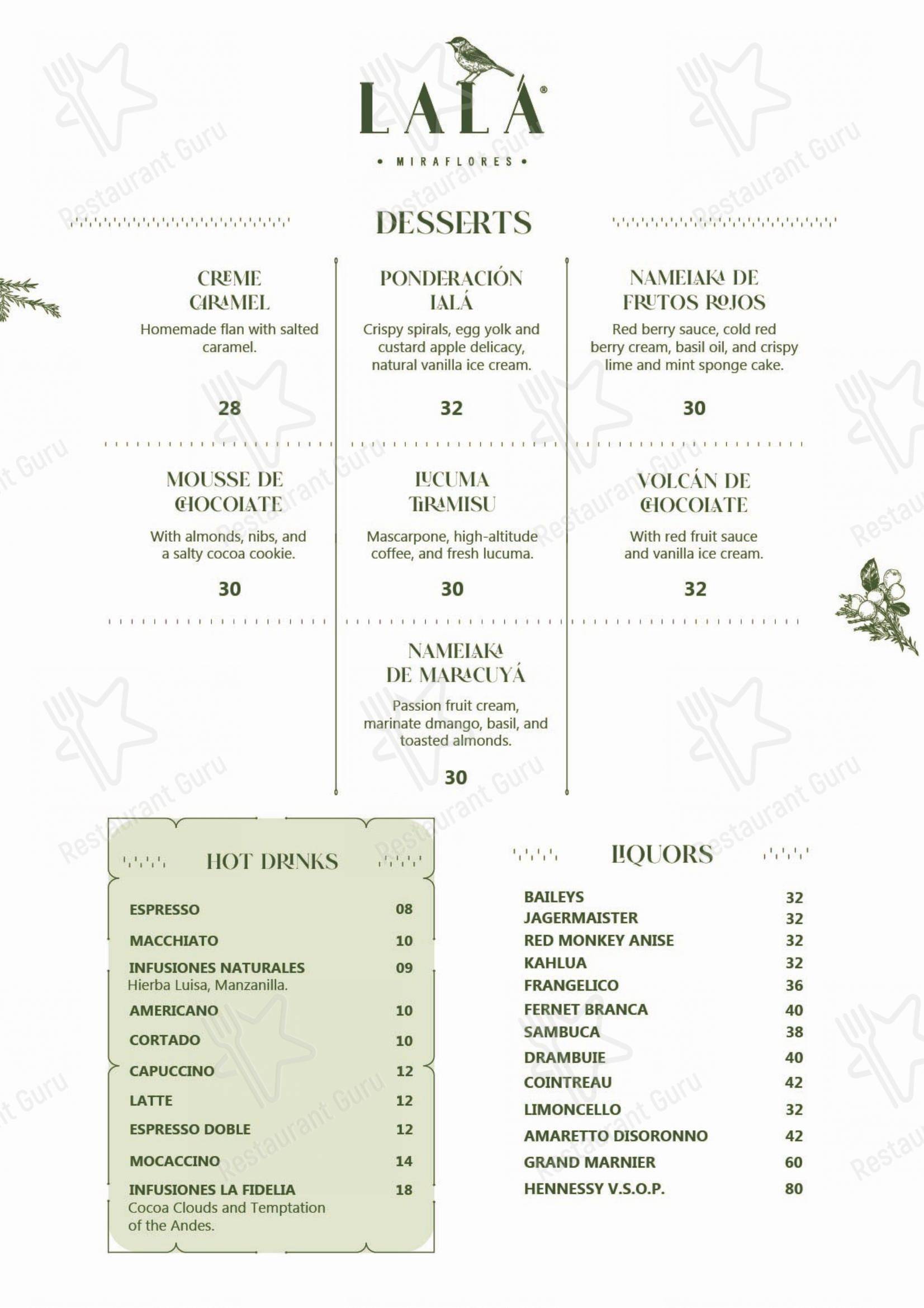 Carta del restaurante LALÁ MIRAFLORES, Miraflores, C. 2 del Mayo 701