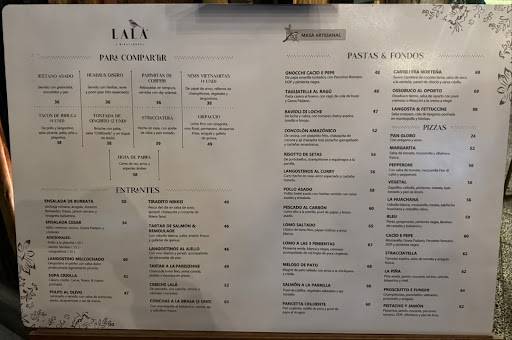 Carta del restaurante LALÁ MIRAFLORES, Miraflores, C. 2 del Mayo 701