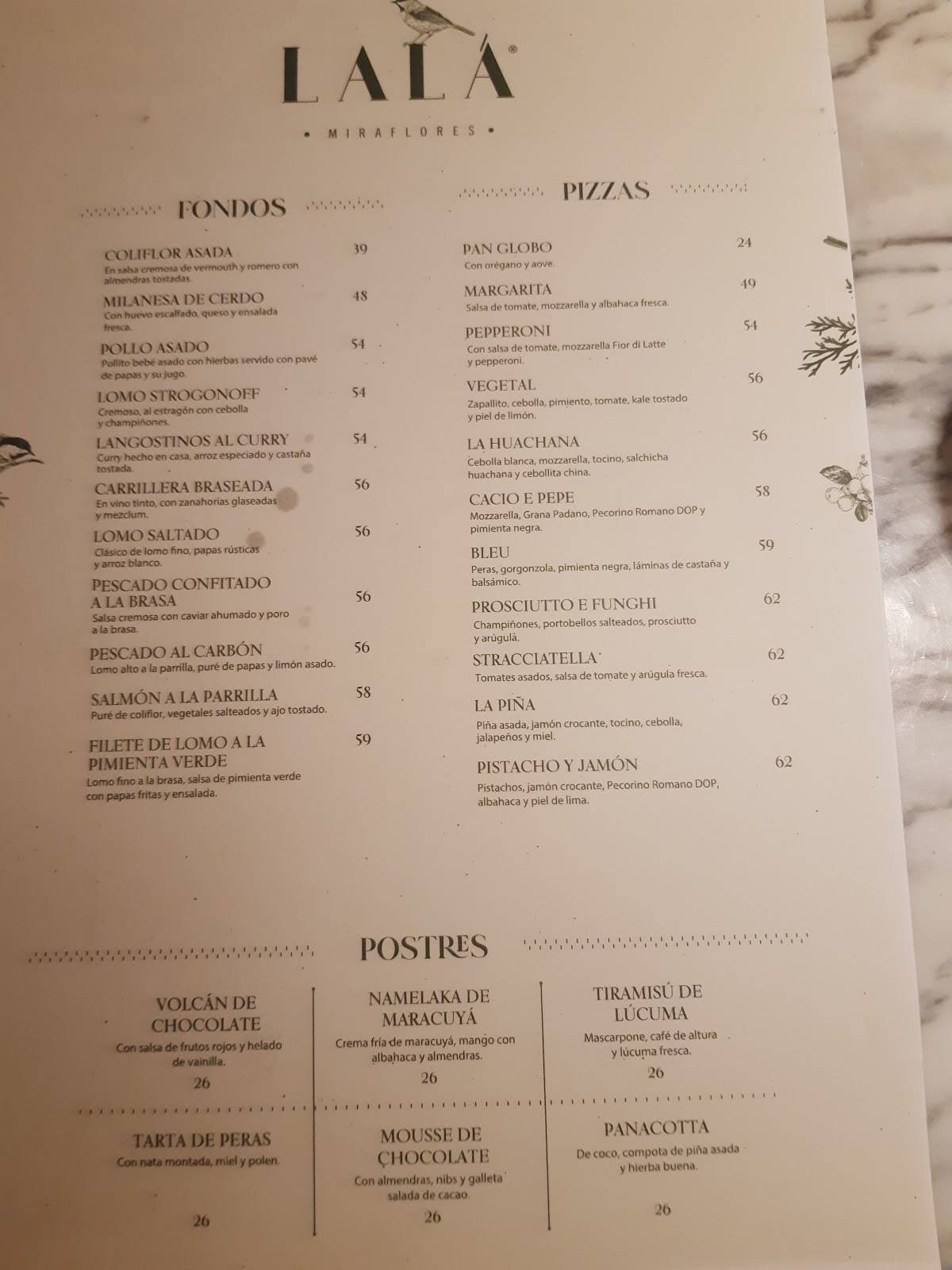 Carta del restaurante LALÁ MIRAFLORES, Miraflores, C. 2 del Mayo 701