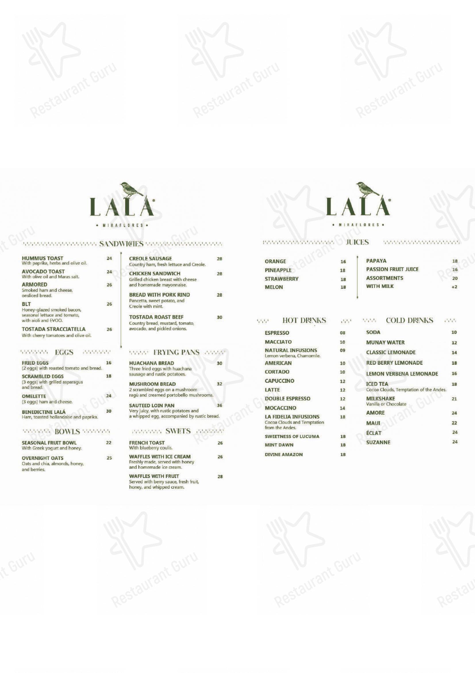 Carta del restaurante LALÁ MIRAFLORES, Miraflores, C. 2 del Mayo 701