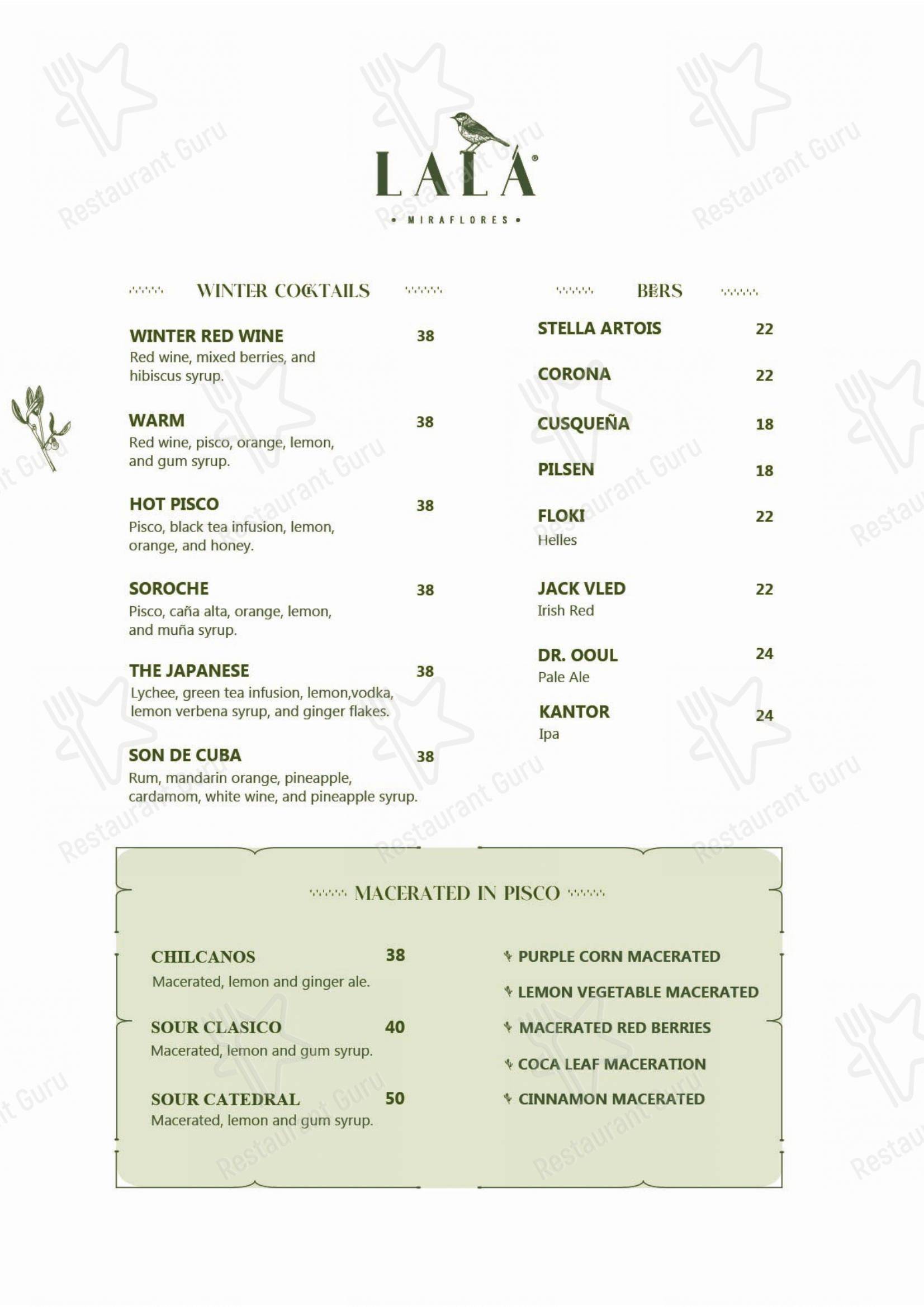 Carta del restaurante LALÁ MIRAFLORES, Miraflores, C. 2 del Mayo 701