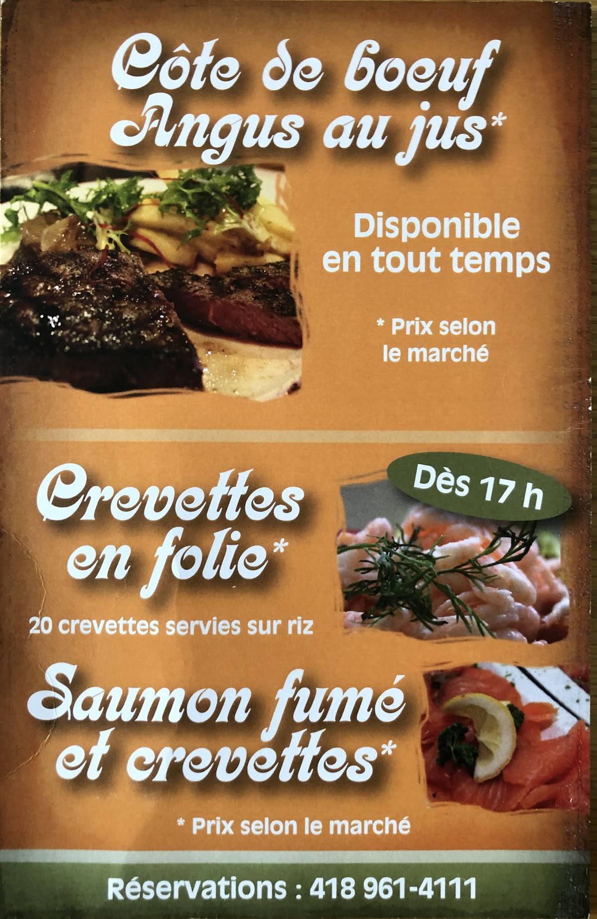 Menu au RESTO-BAR L'AMBIANCE, Sept-Iles