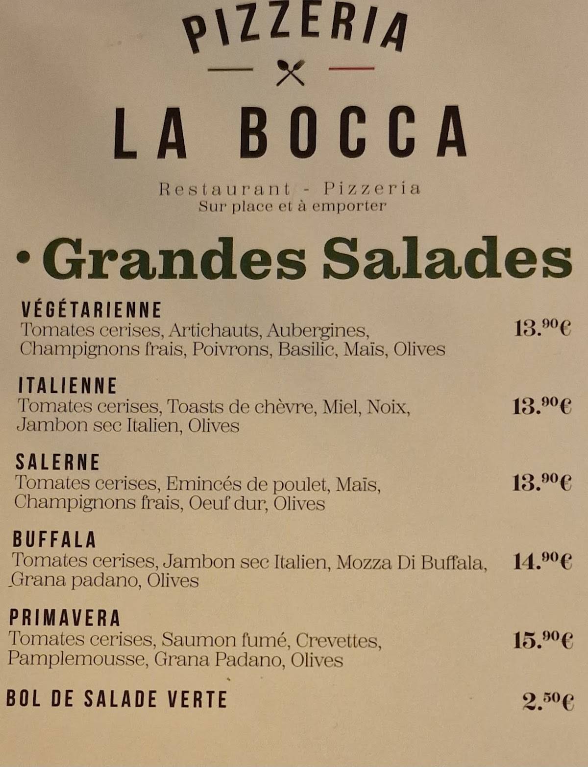 Carta del restaurante La Bocca, Piura, Av. Marcavelica Mz. B Lote 38 ...