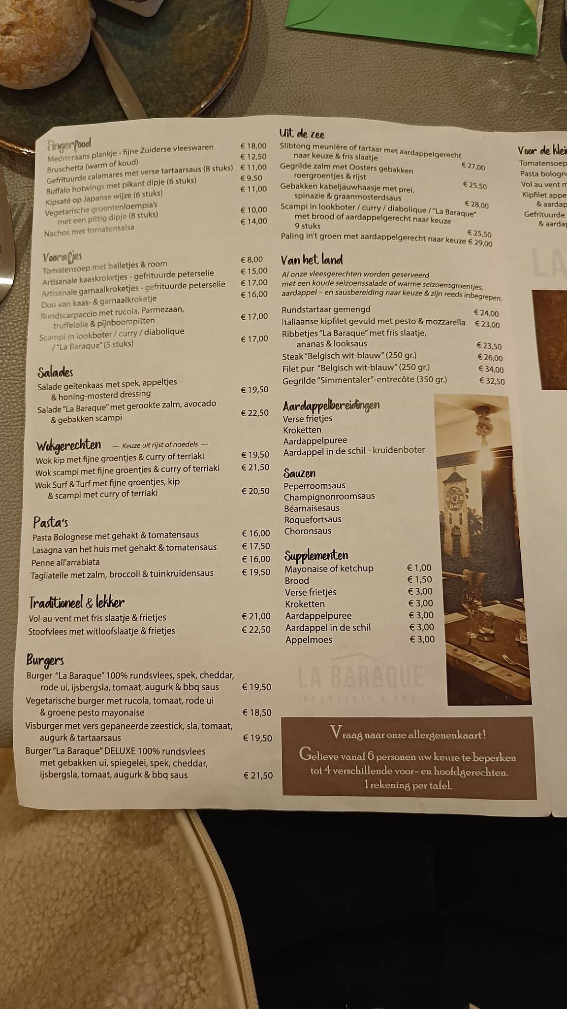 Menu at La Baraque - Brasserie & Bar, Lier