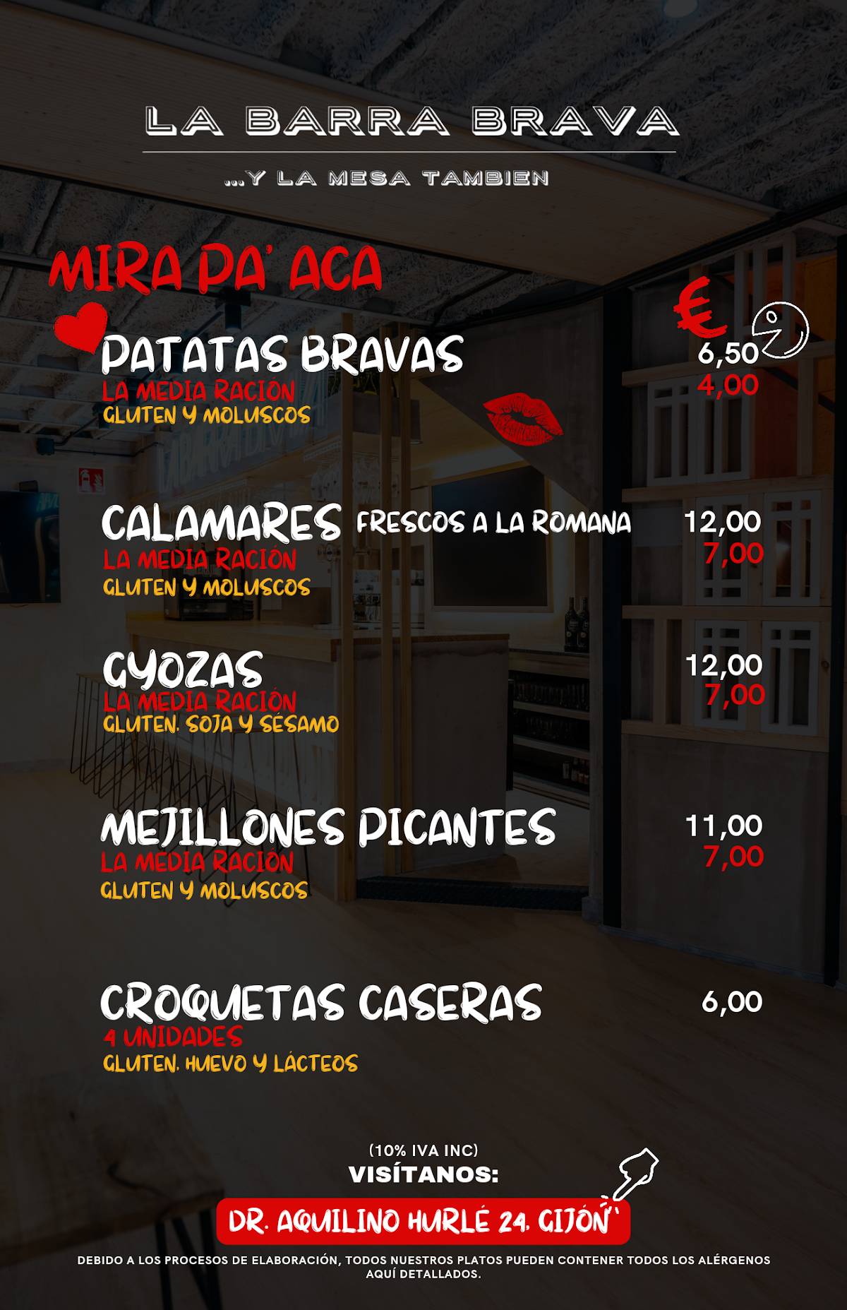 Carta de La Barra Brava, Gijón