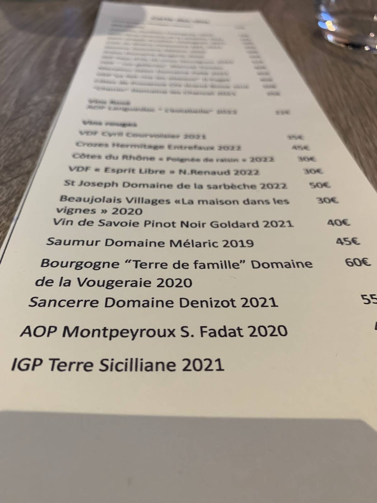 Menu au La Cachette* Valence restaurant, Valence, 20 Rue Notre Dame de ...