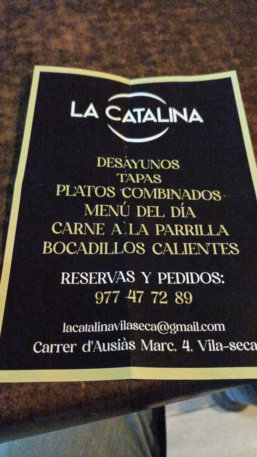 Carta del restaurante La Catalina, Vilaseca