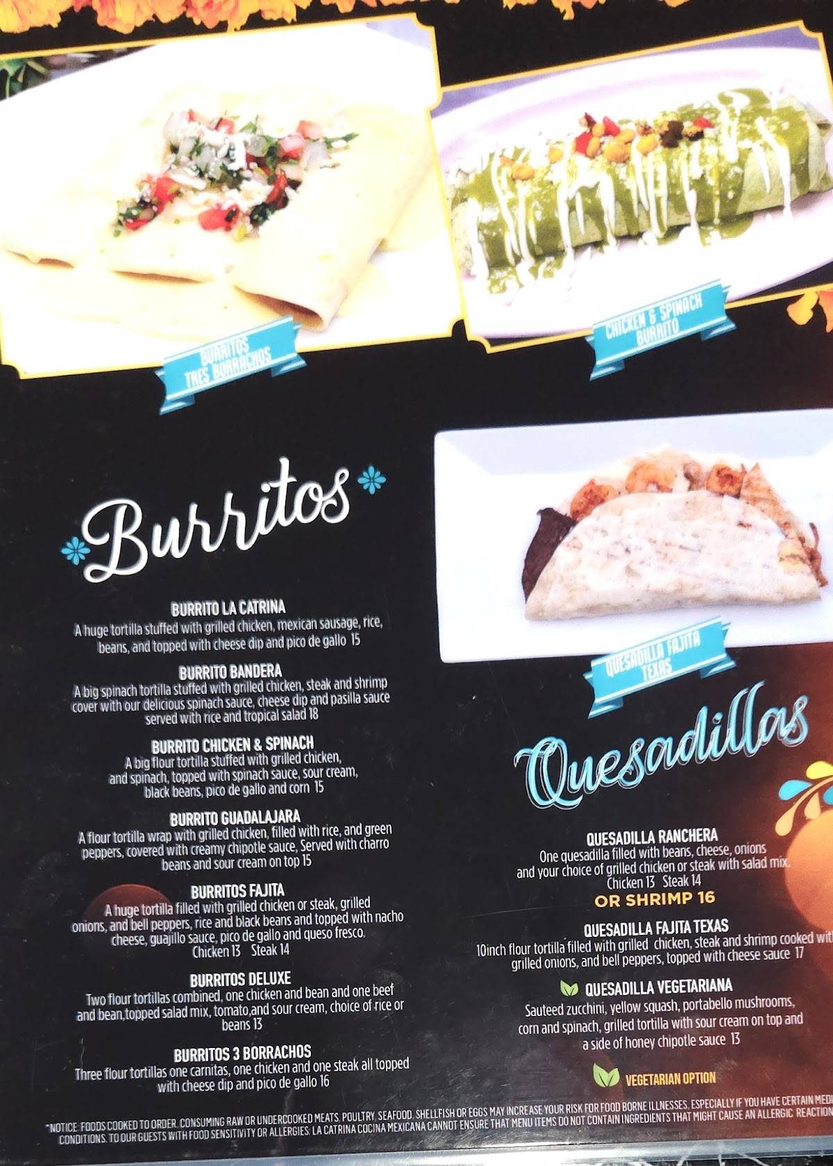 Menu at La Catrina Cocina Mexicana Houghton restaurant, Houghton