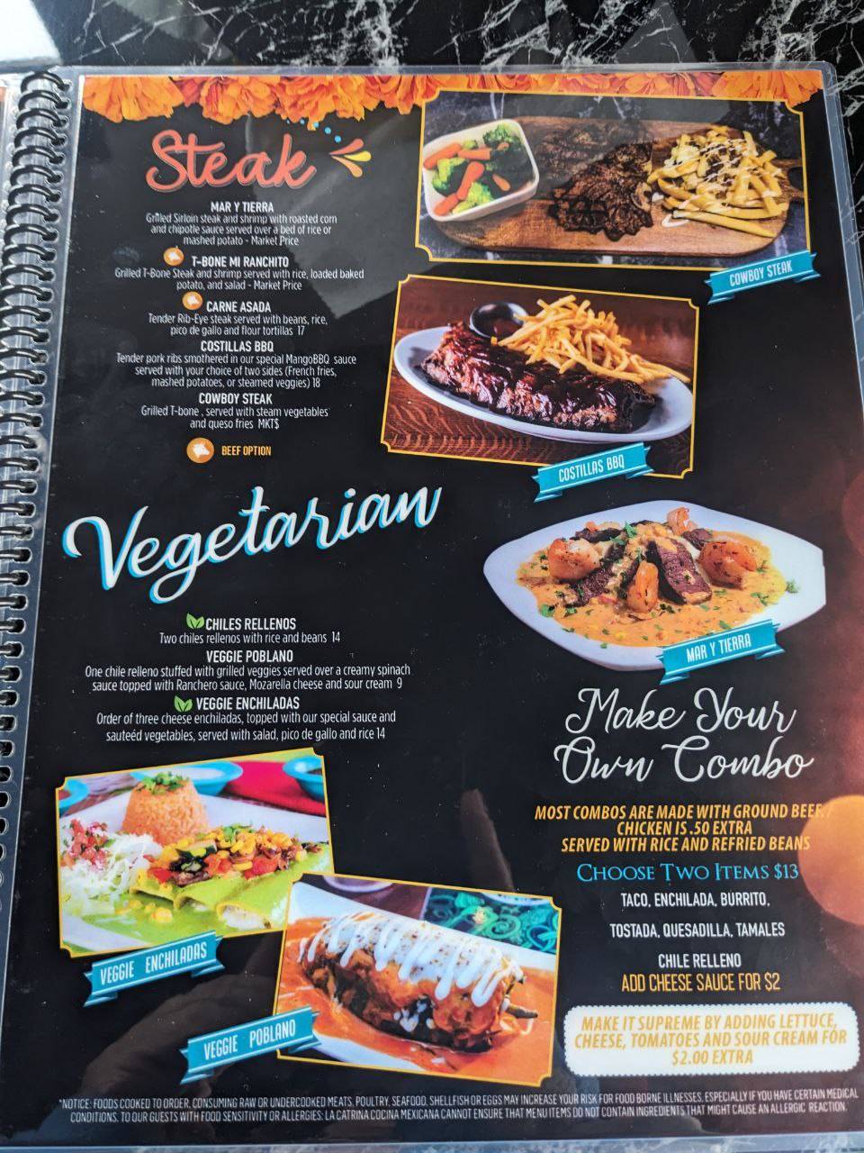 Menu at La Catrina Cocina Mexicana Houghton restaurant, Houghton