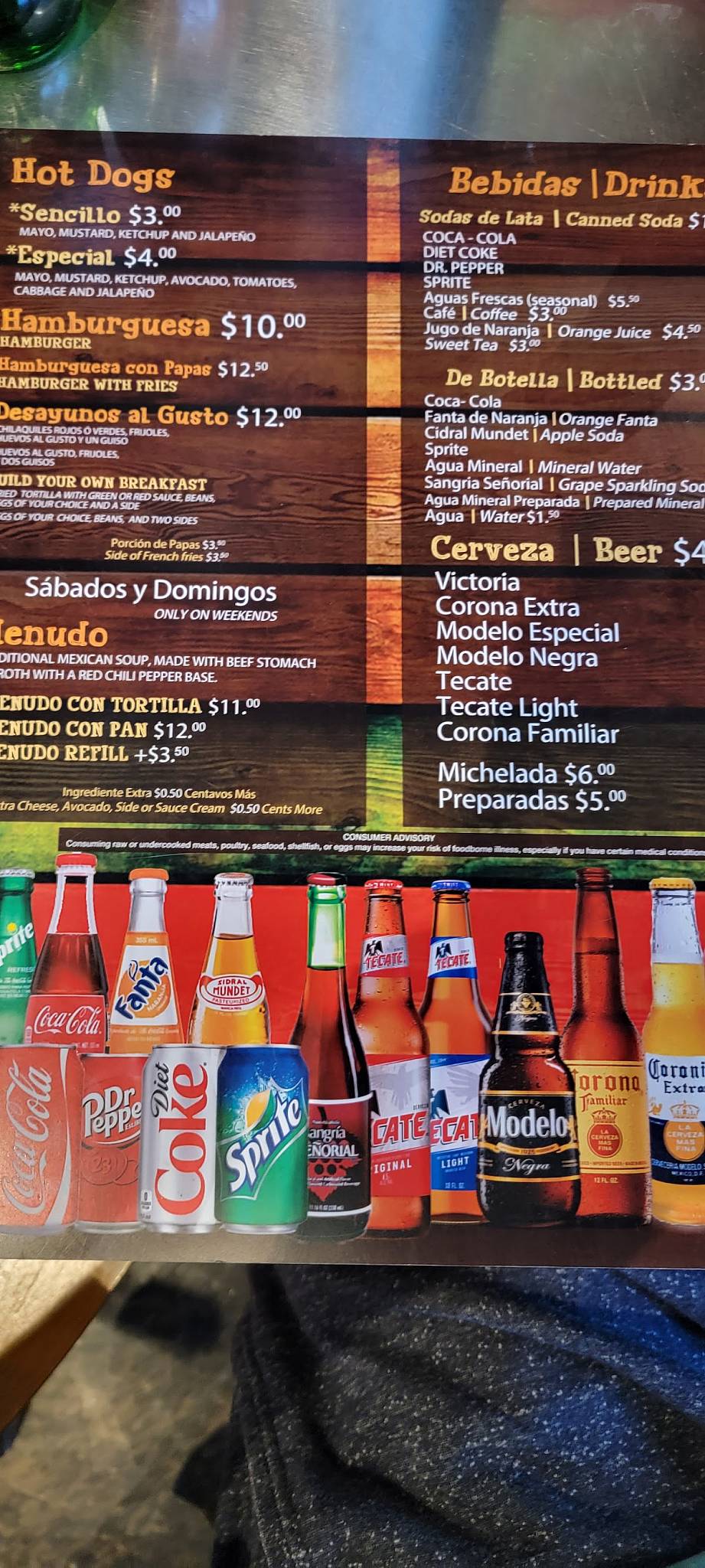 Menu at La Cocina de Doña Nena restaurant, Oklahoma City