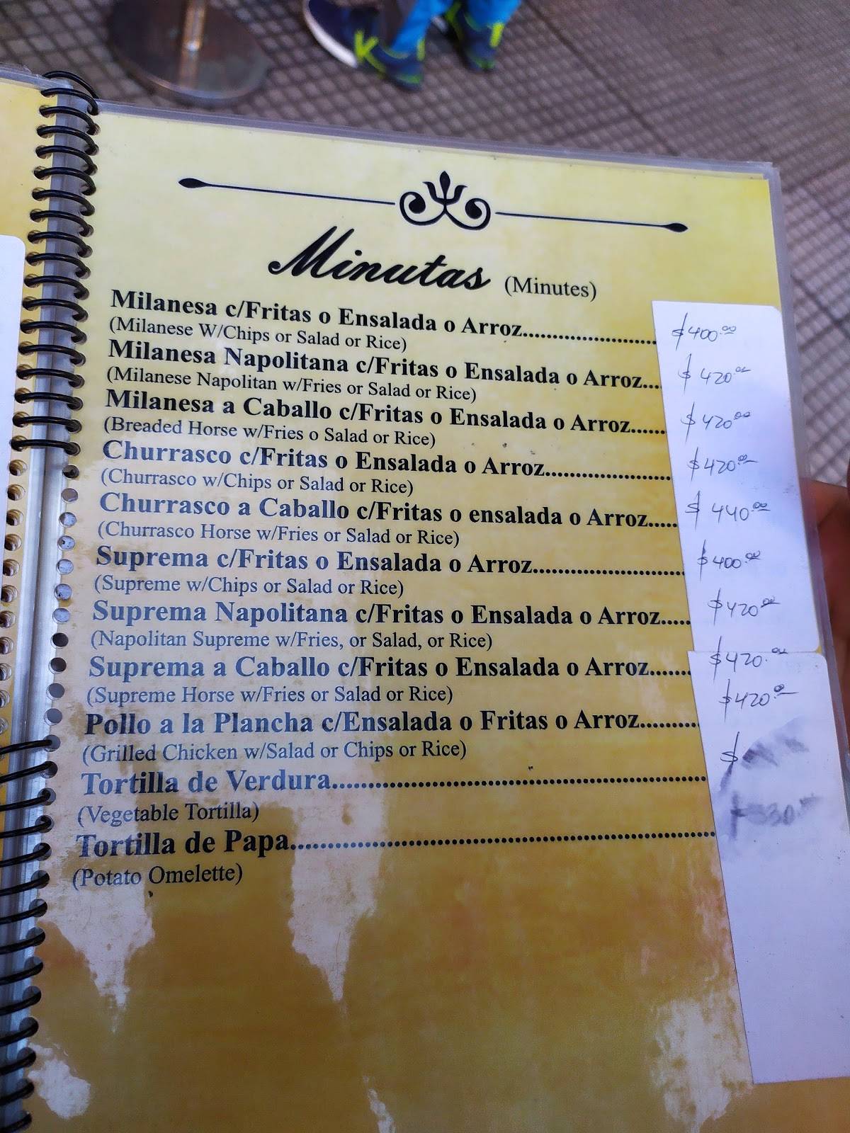 Carta del restaurante La Conga, Buenos Aires