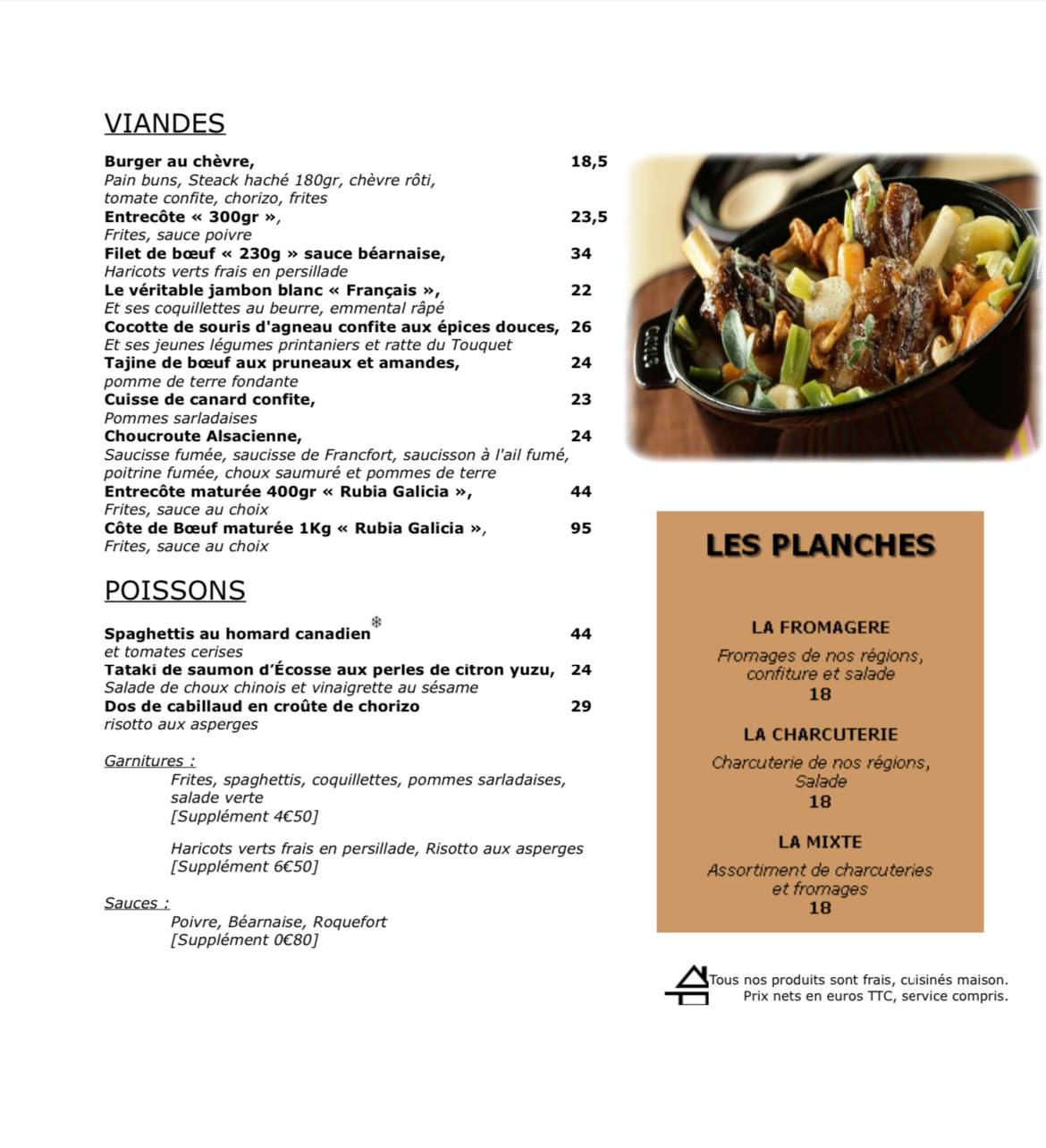 Menu au La Côte Rotie restaurant, Jouars-Pontchartrain