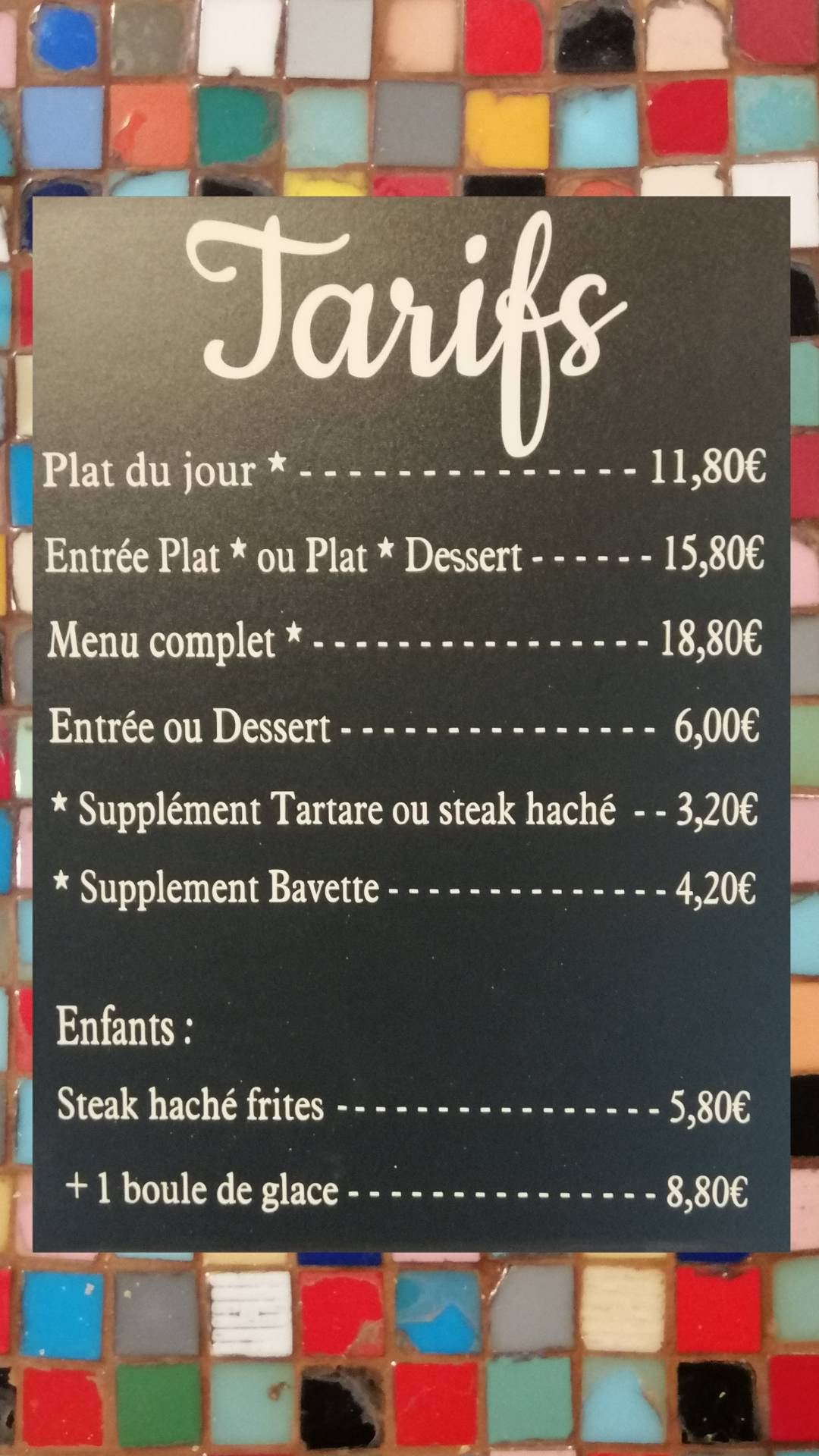 Menu at La Coulée Douce pub & bar, Paris, 51 Rue du Sahel