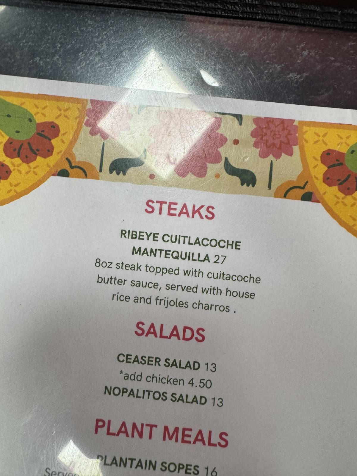 Menu at La Diosa de los Moles restaurant, Monterey Park