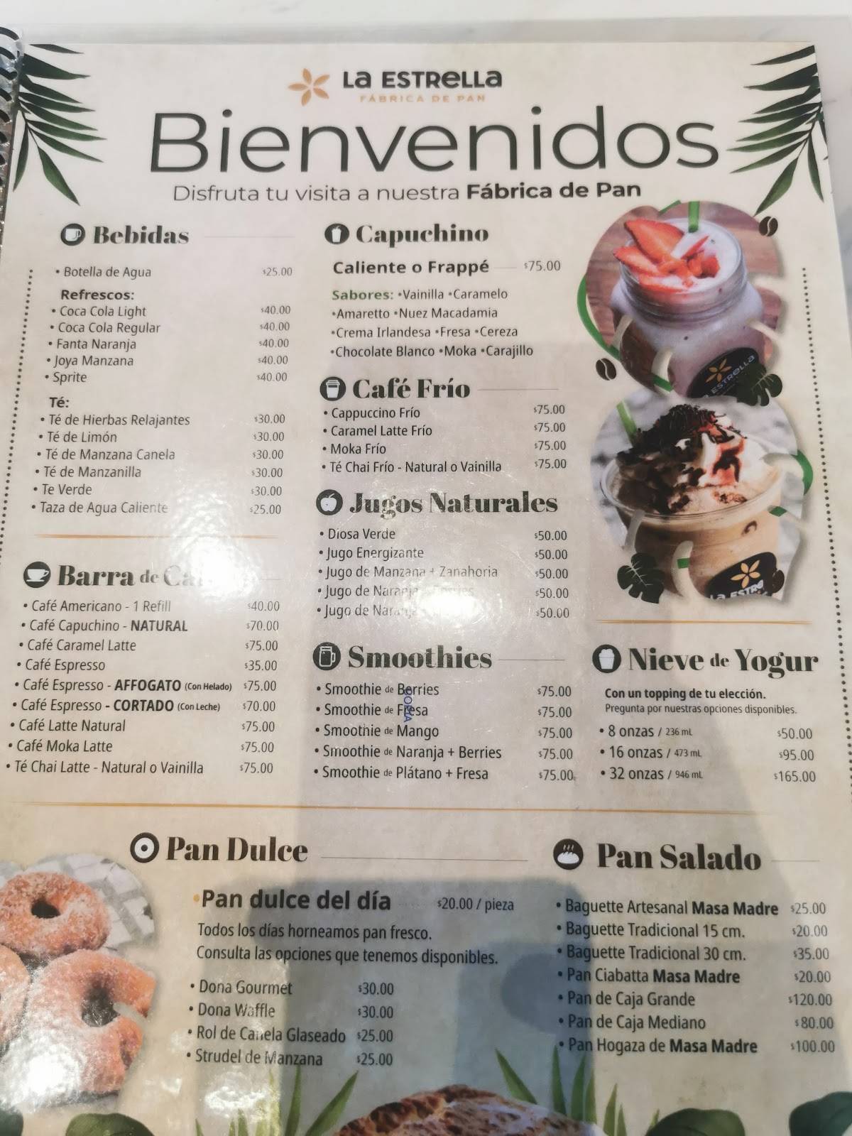 Carta del restaurante La Estrella Fabrica del Pan, Reynosa