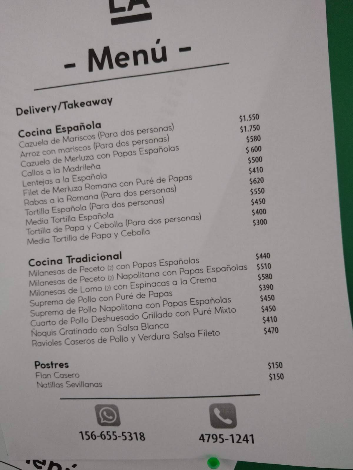 Carta de La Estrella Restaurant, Vicente López, Tapiales 1136