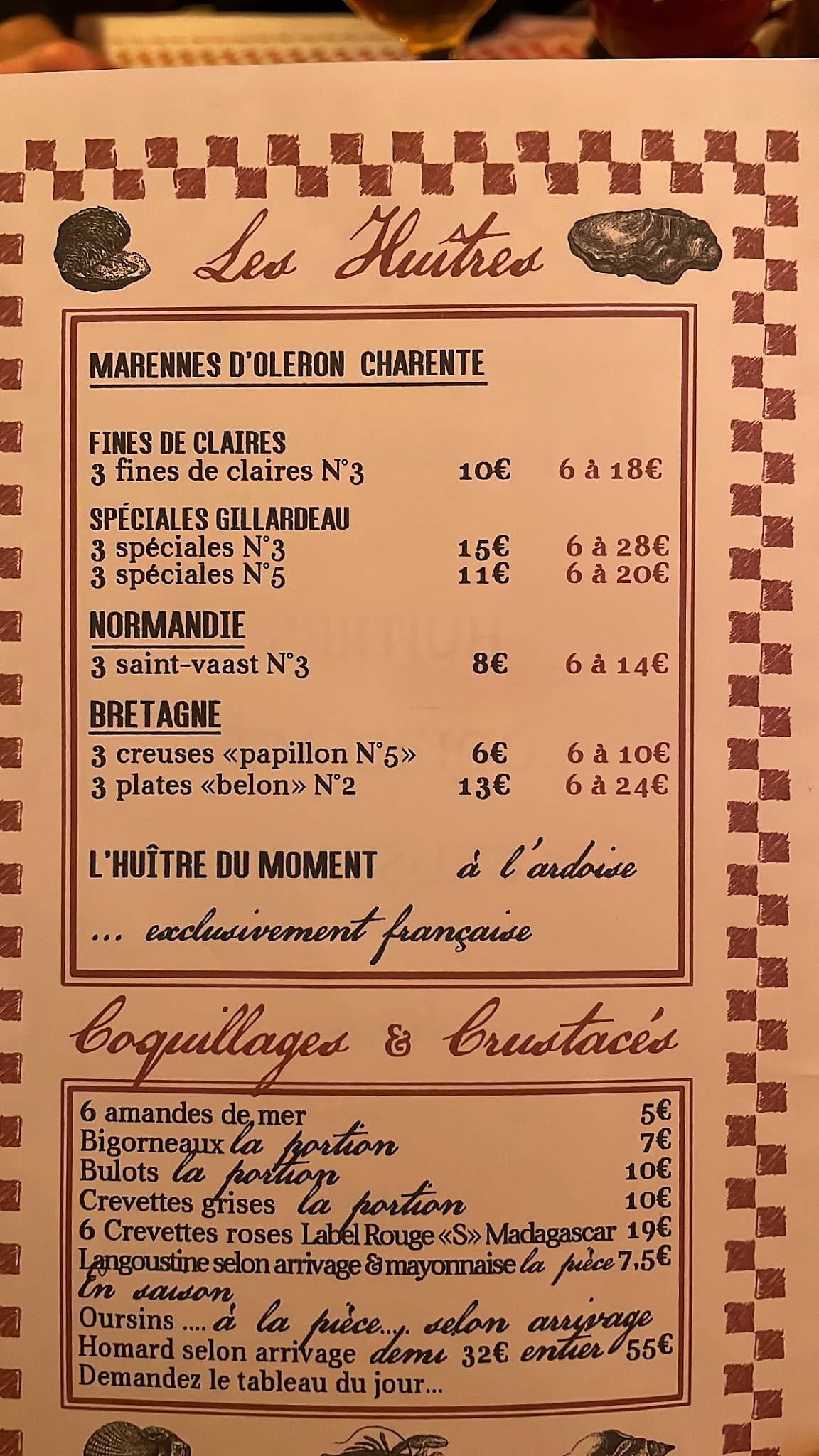 Menu au La Fontaine de Mars restaurant, Paris