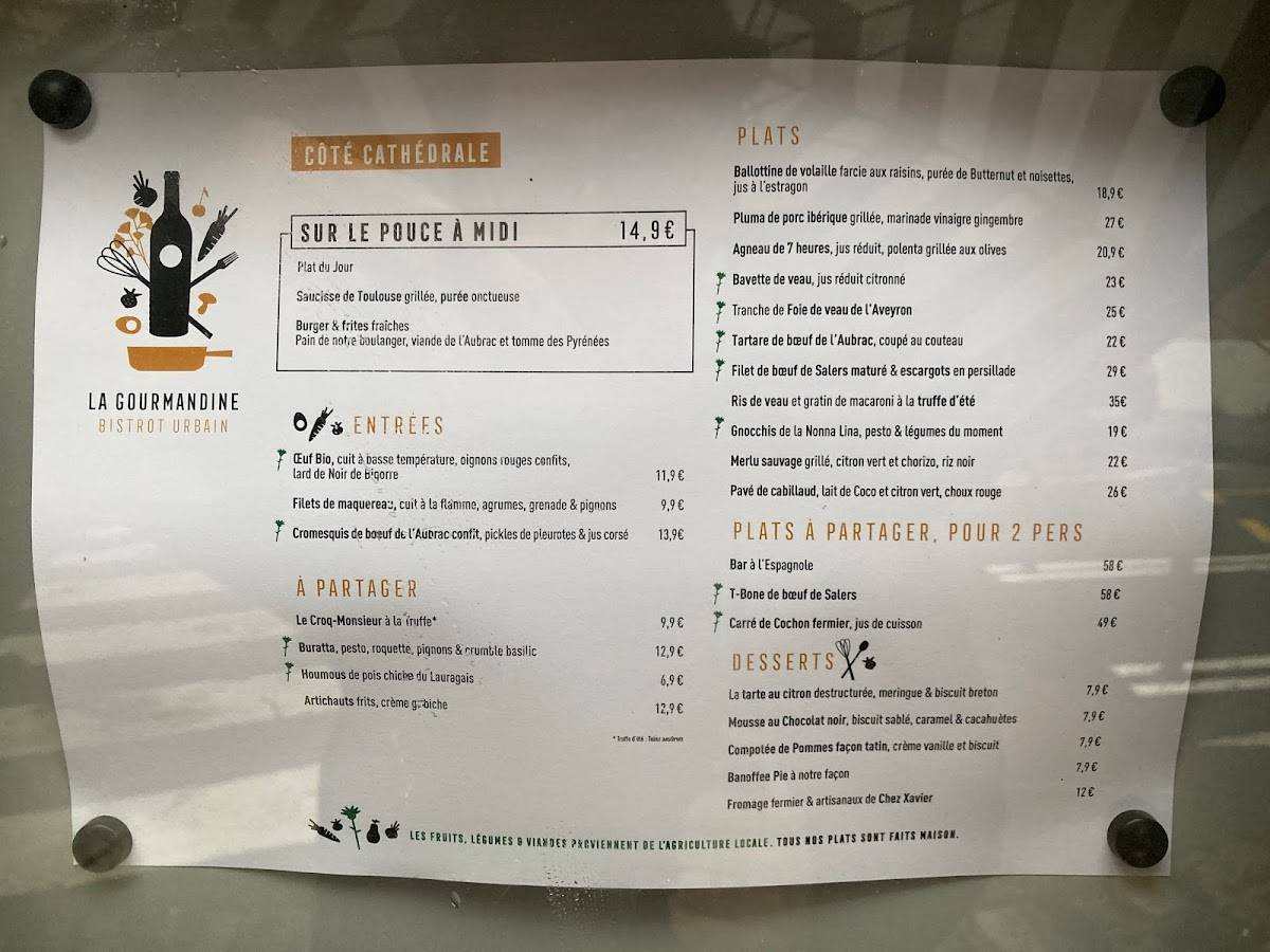 Menu au La Gourmandine - Coté Cathédrale restaurant, Toulouse