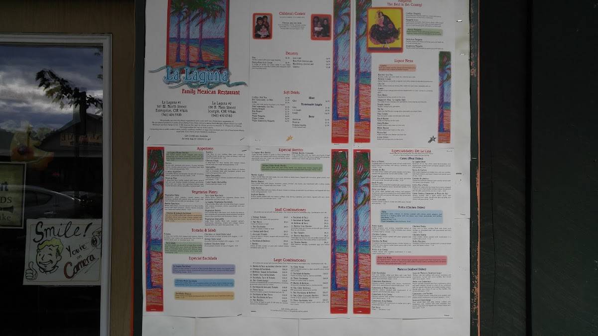 Menu at La Laguna restaurant, Joseph, 507 N Main St