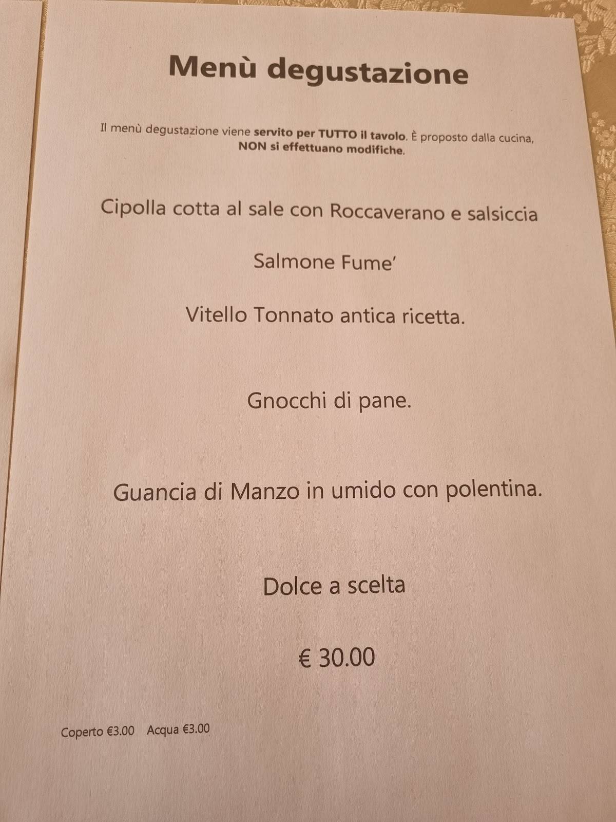 Menu da La Lanterna ristorante, Mallare
