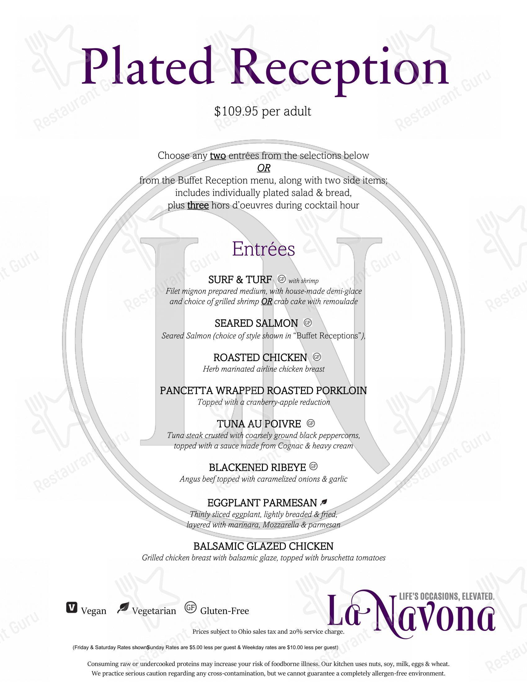 Menu at La Navona restaurant, Gahanna