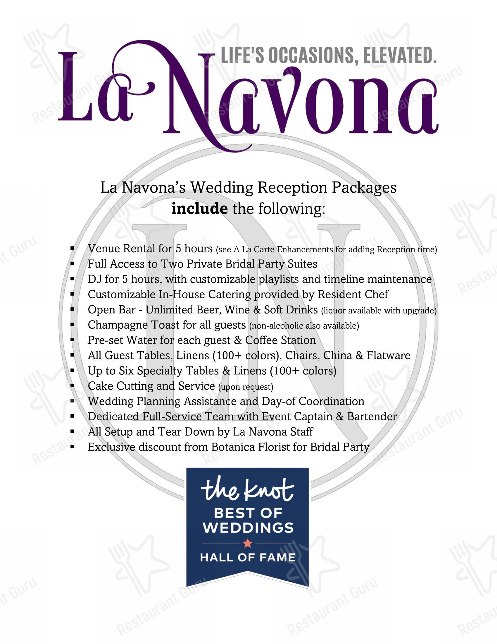 Menu at La Navona restaurant, Gahanna