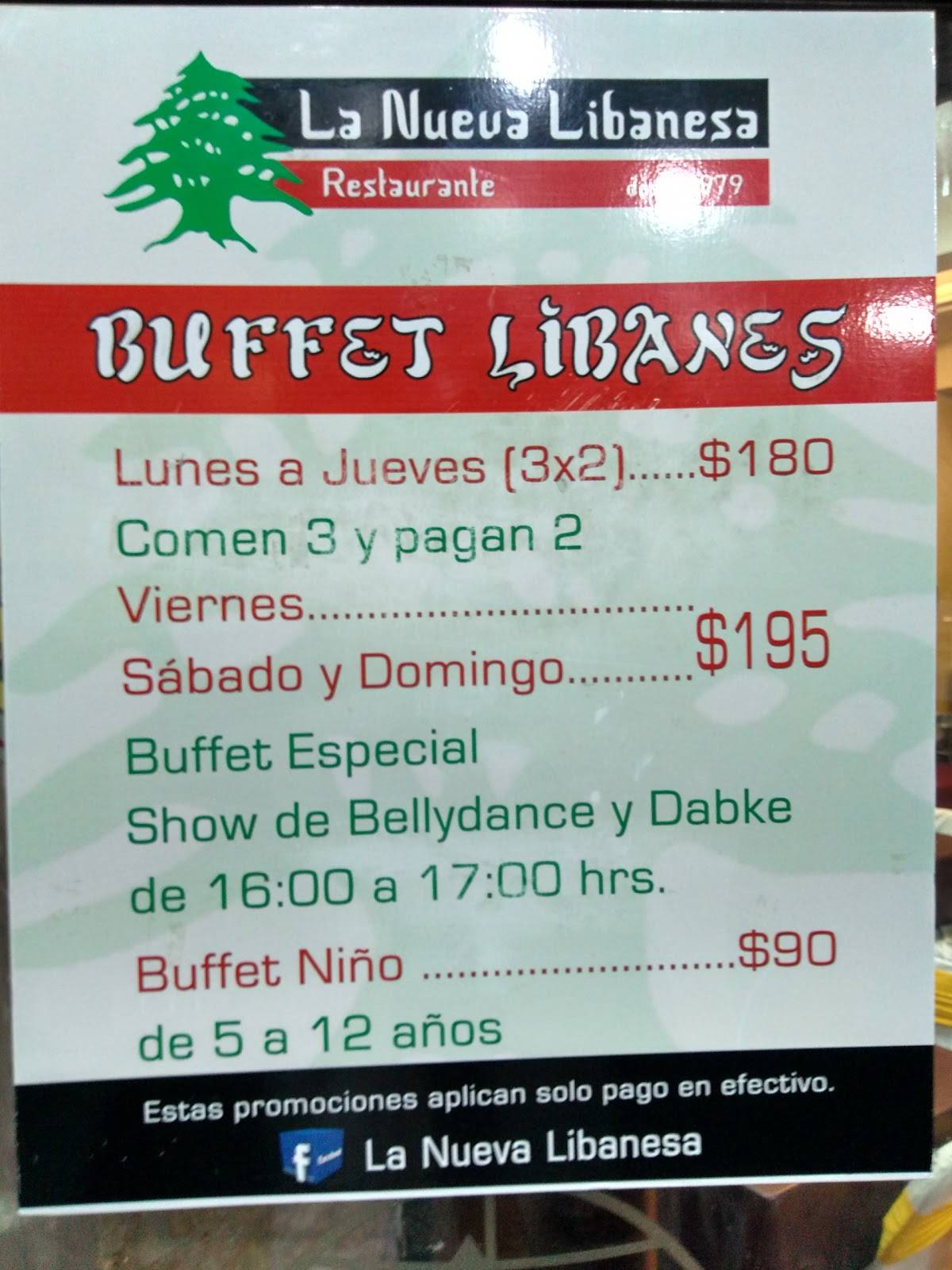 Carta del restaurante La Nueva Libanesa, Ciudad del México, C. Dr. José ...