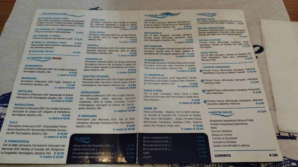 Menu da La Partenope pizzeria, Solaro