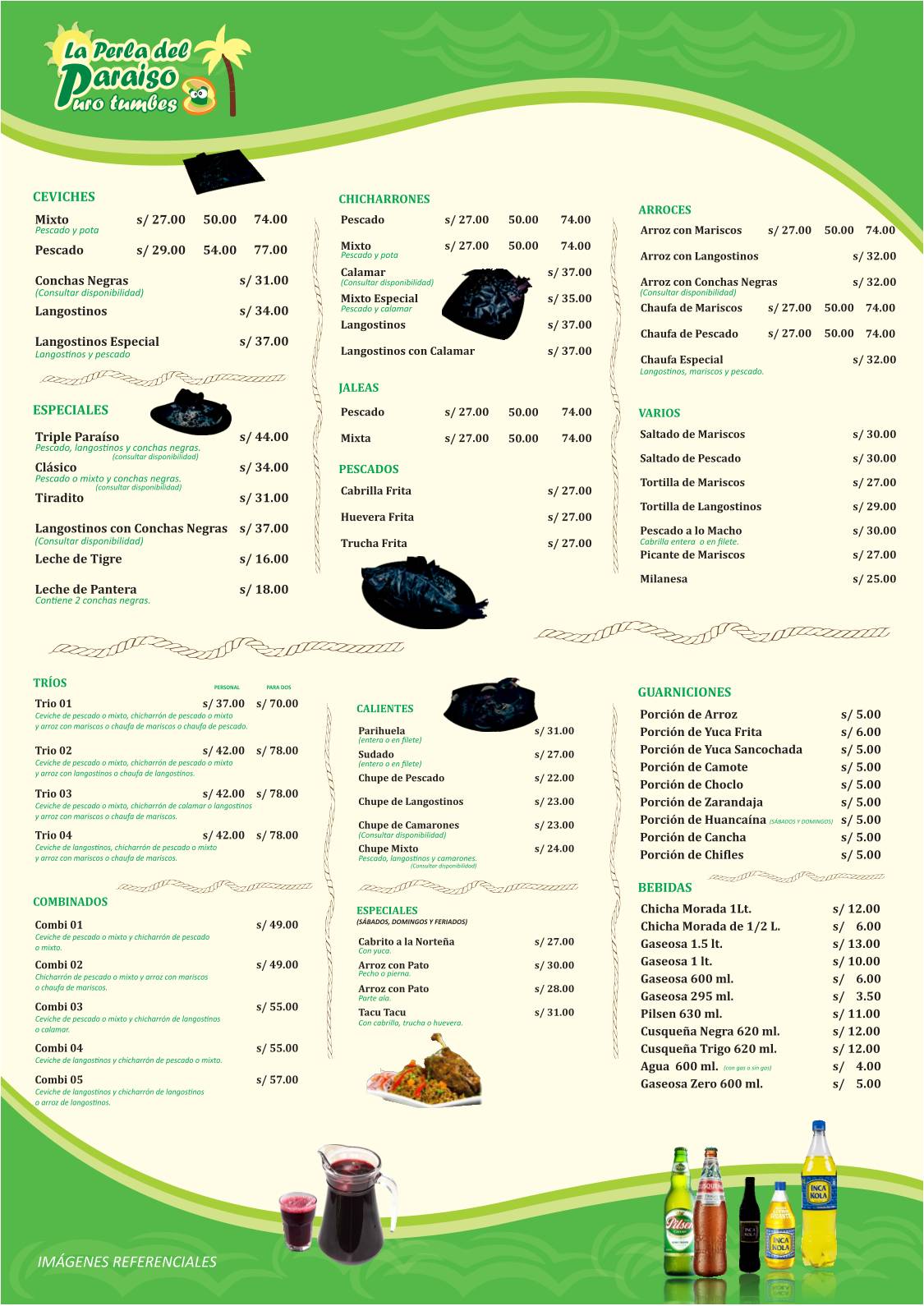 Carta del restaurante La Perla del Paraíso: Puro Tumbes, Lima