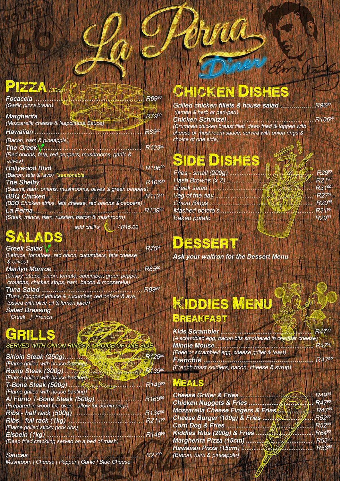 Menu at La Perna Diner restaurant, Pretoria
