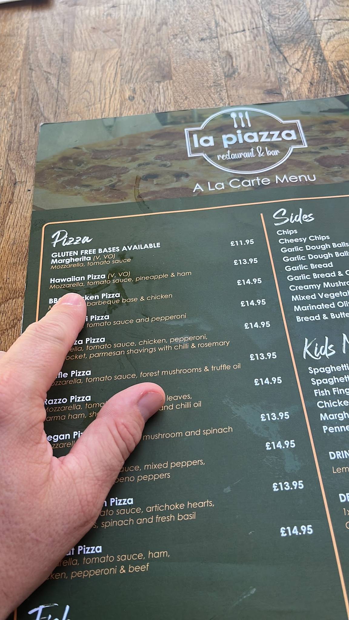 Menu at La Piazza restaurant, Hove, 80 Western Rd