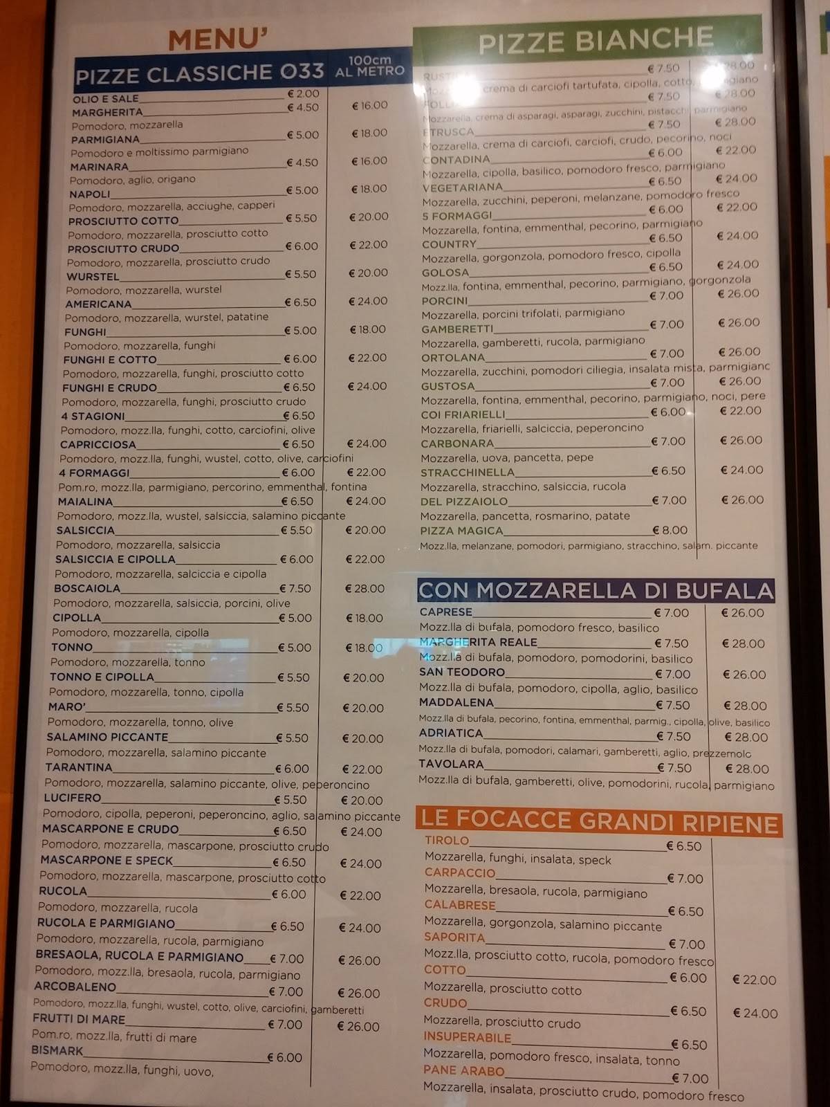 Menu da La Pizza Magica Pisa ristorante, Pisa