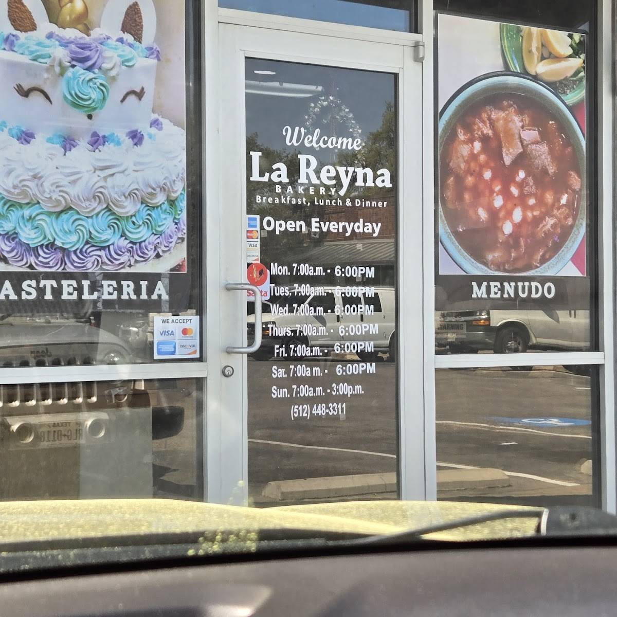 Menu at La Reyna Bakery, Austin, E William Cannon Dr