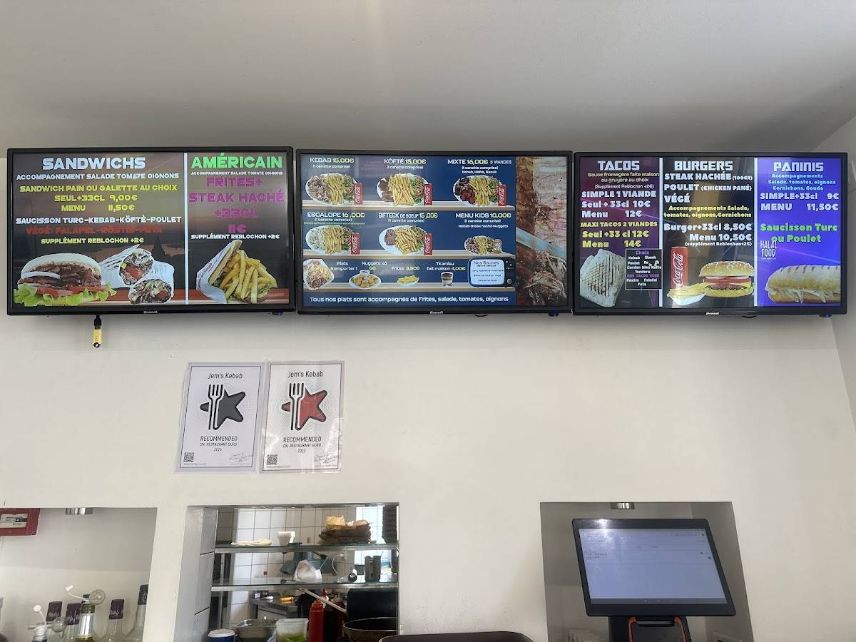 Menu au Jem's Kebab restaurant, La Roche-sur-Foron